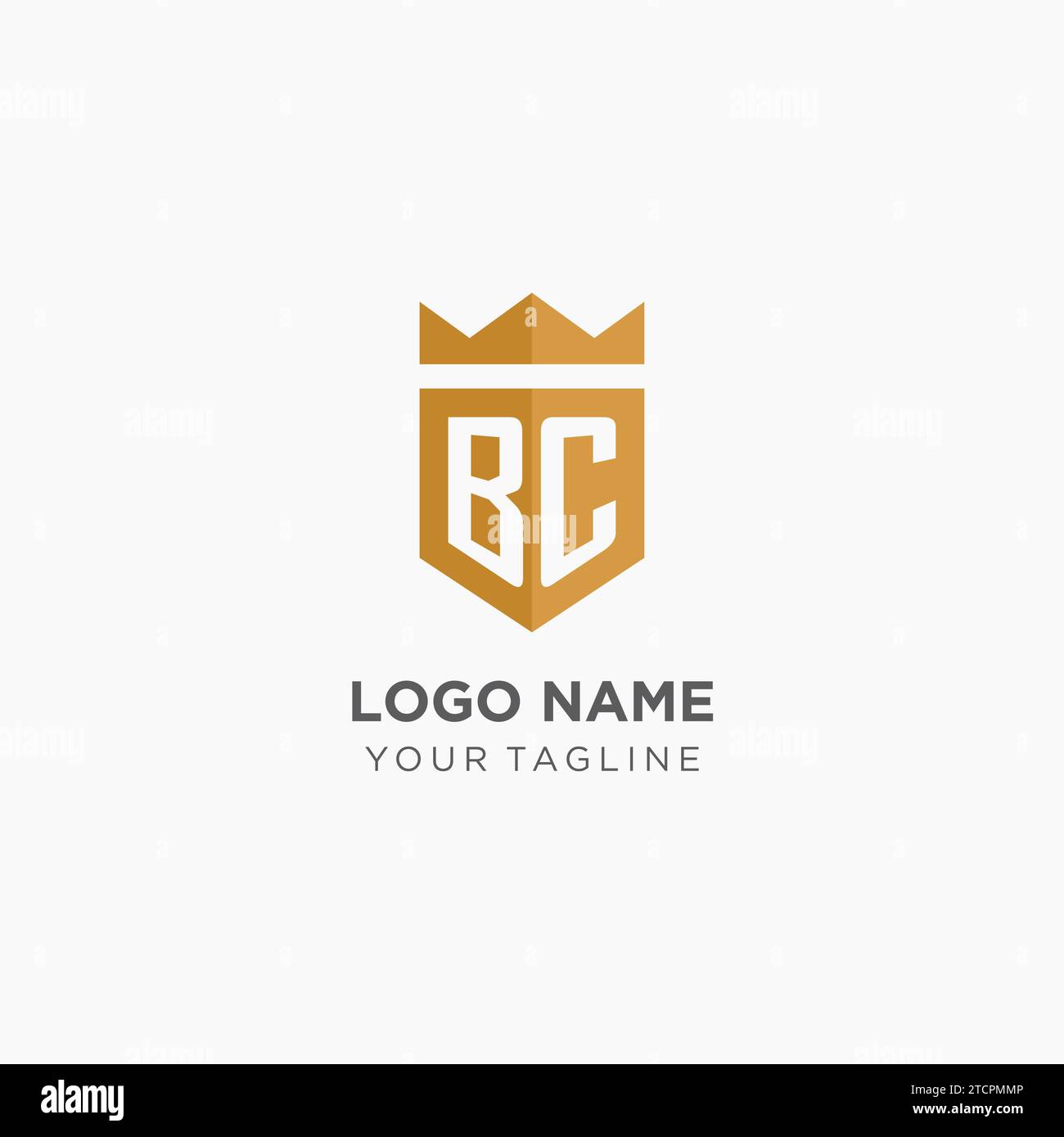 Monogram BC logo with geometric shield and crown, luxury elegant ...