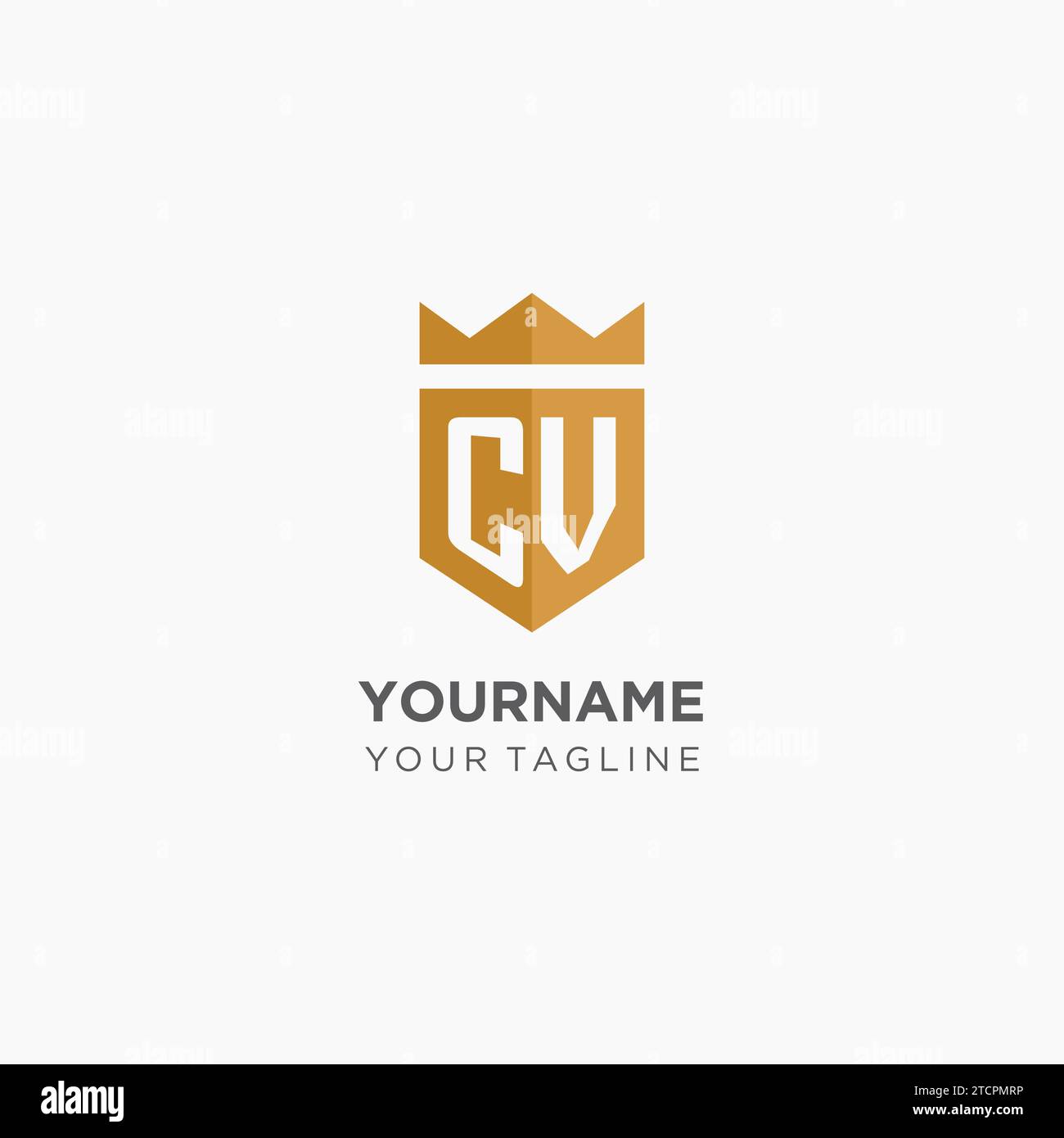 Monogram CV logo with geometric shield and crown, luxury elegant initial logo design vector ...