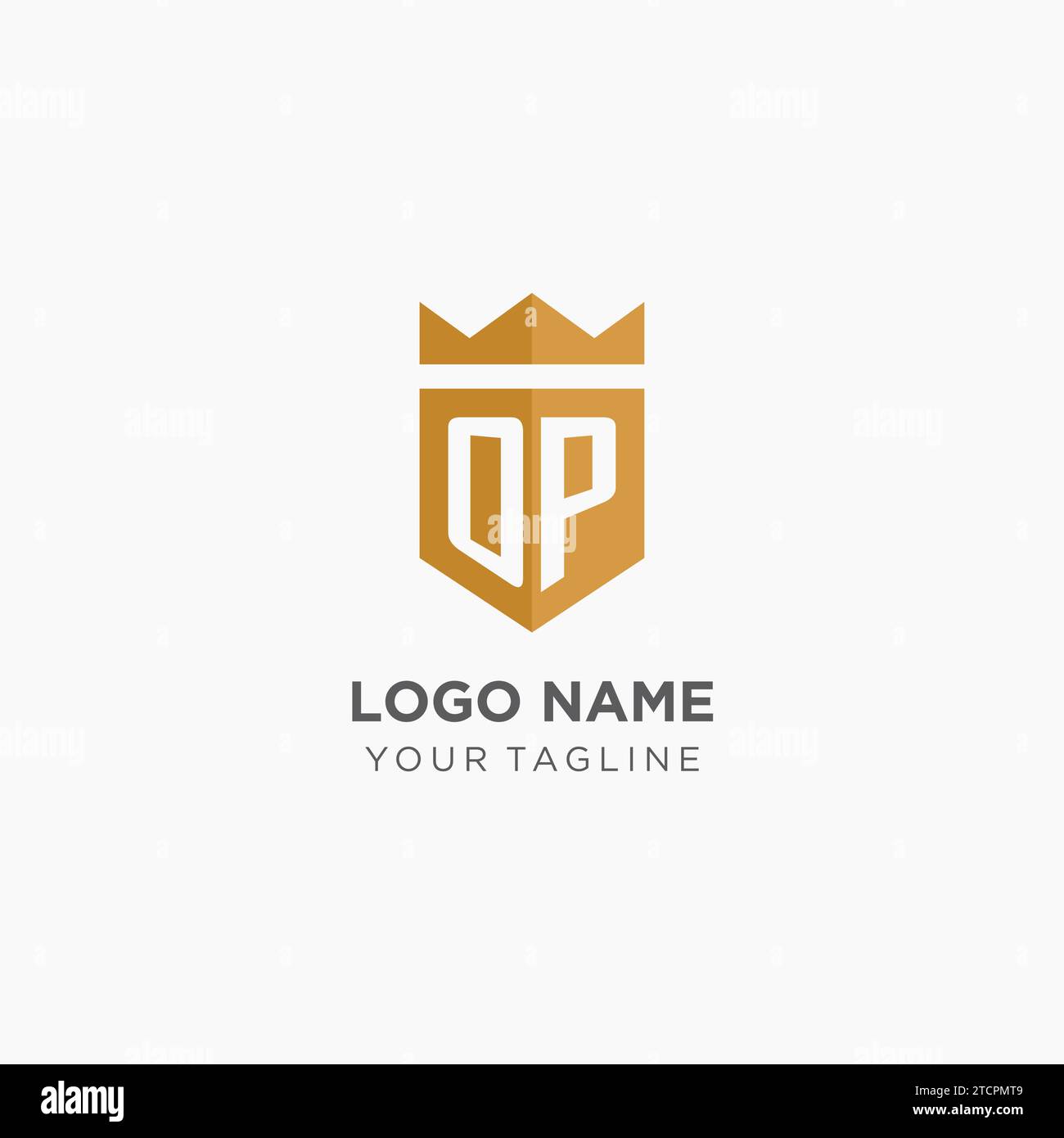 Monogram OP logo with geometric shield and crown, luxury elegant ...