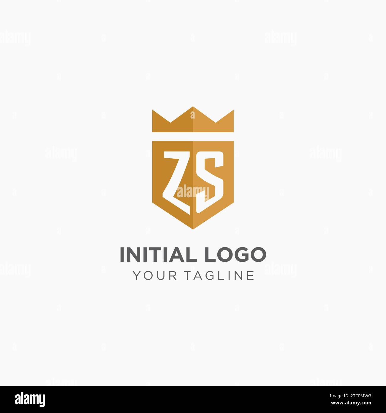 Monogram ZS logo with geometric shield and crown, luxury elegant initial logo design vector ...