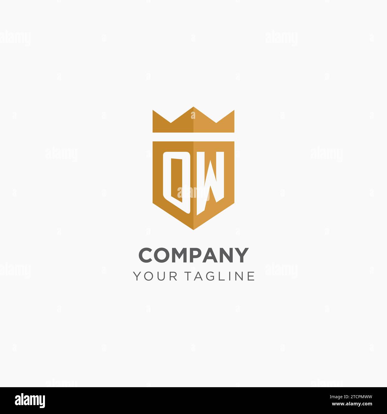 Monogram OW logo with geometric shield and crown, luxury elegant initial logo design vector ...