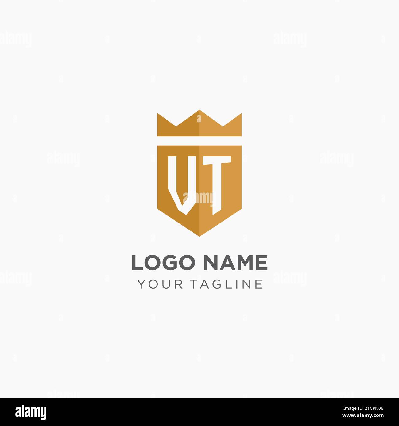 Monogram VT logo with geometric shield and crown, luxury elegant ...