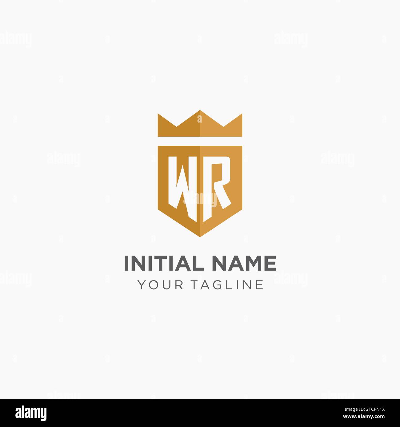 Monogram WR logo with geometric shield and crown, luxury elegant ...
