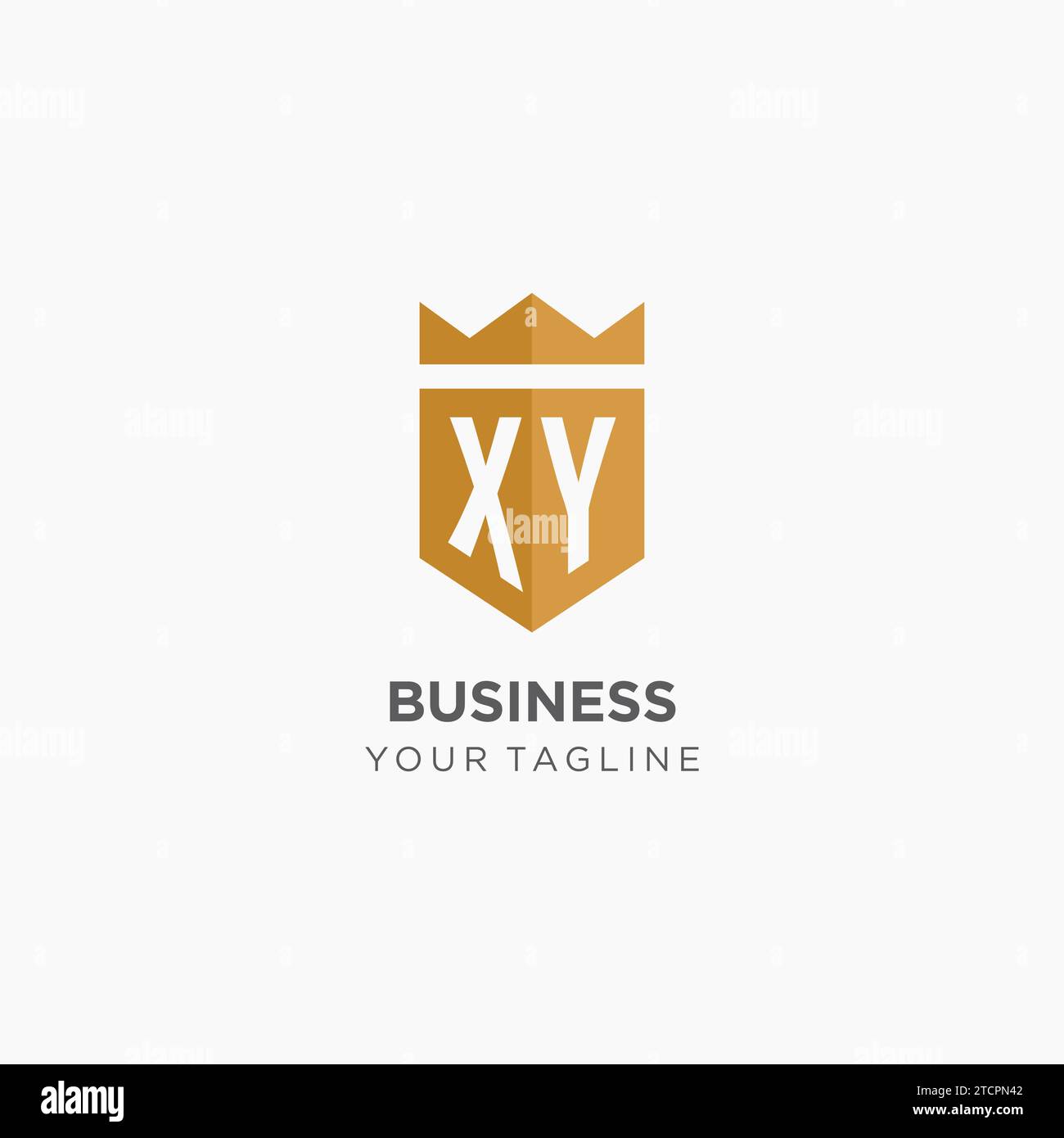 Monogram XY logo with geometric shield and crown, luxury elegant initial logo design vector ...