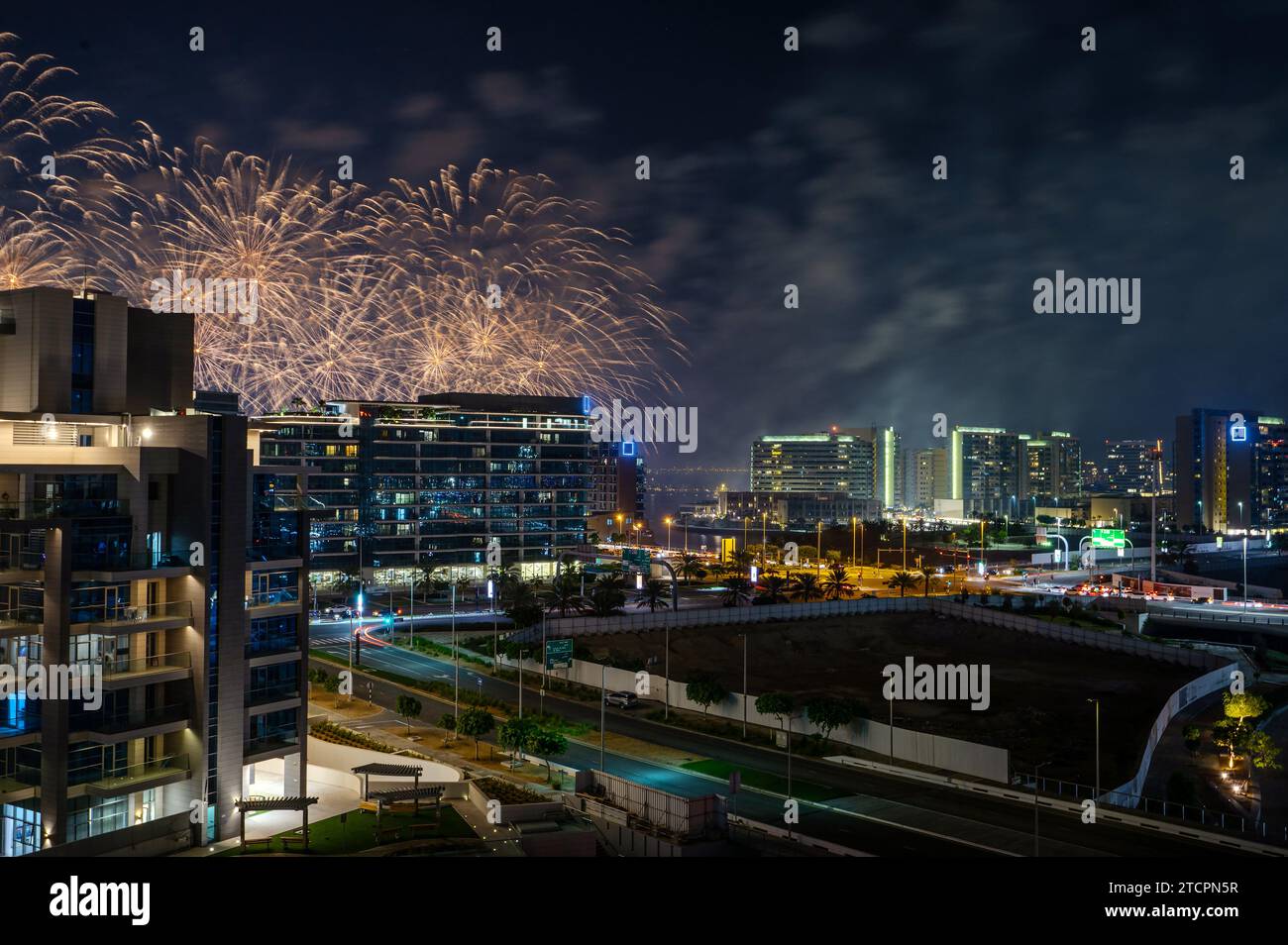 High angle view at waterfront of Al Raha beach in Abu Dhabi with ...