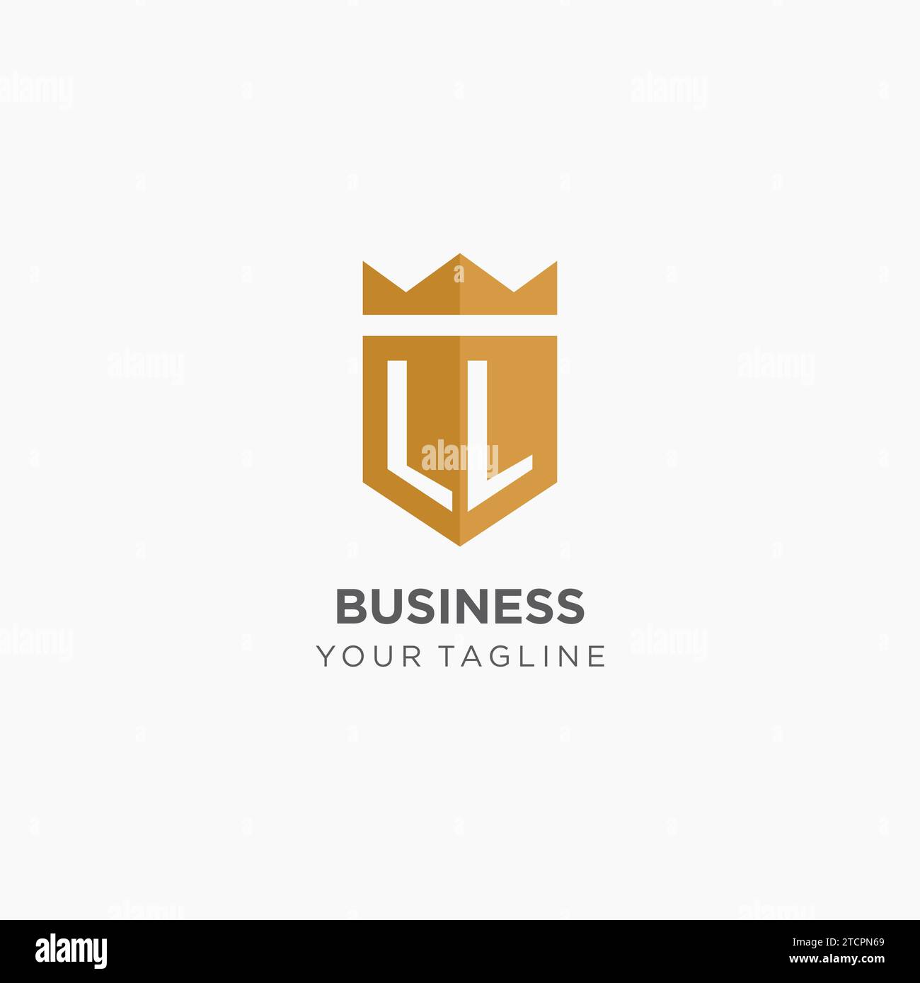 Monogram LL logo with geometric shield and crown, luxury elegant ...