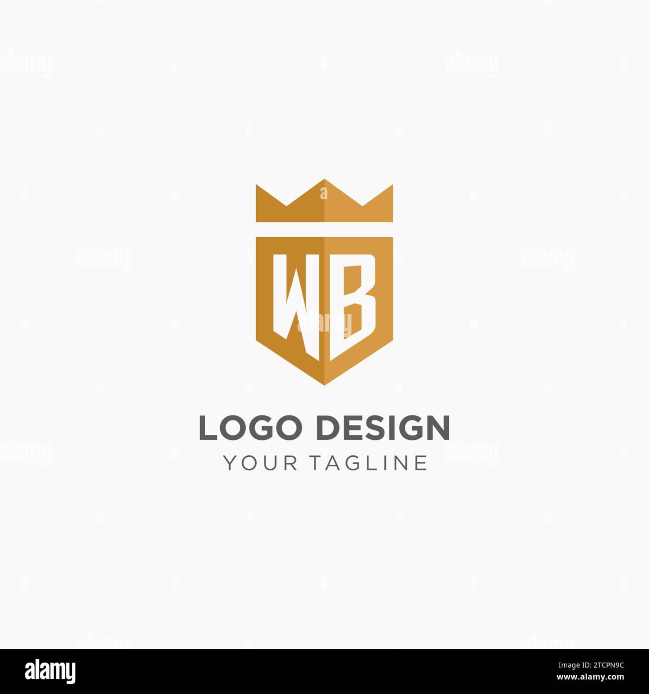 Monogram WB logo with geometric shield and crown, luxury elegant ...