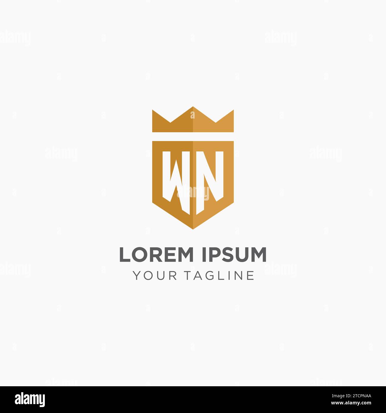 Monogram WN logo with geometric shield and crown, luxury elegant ...