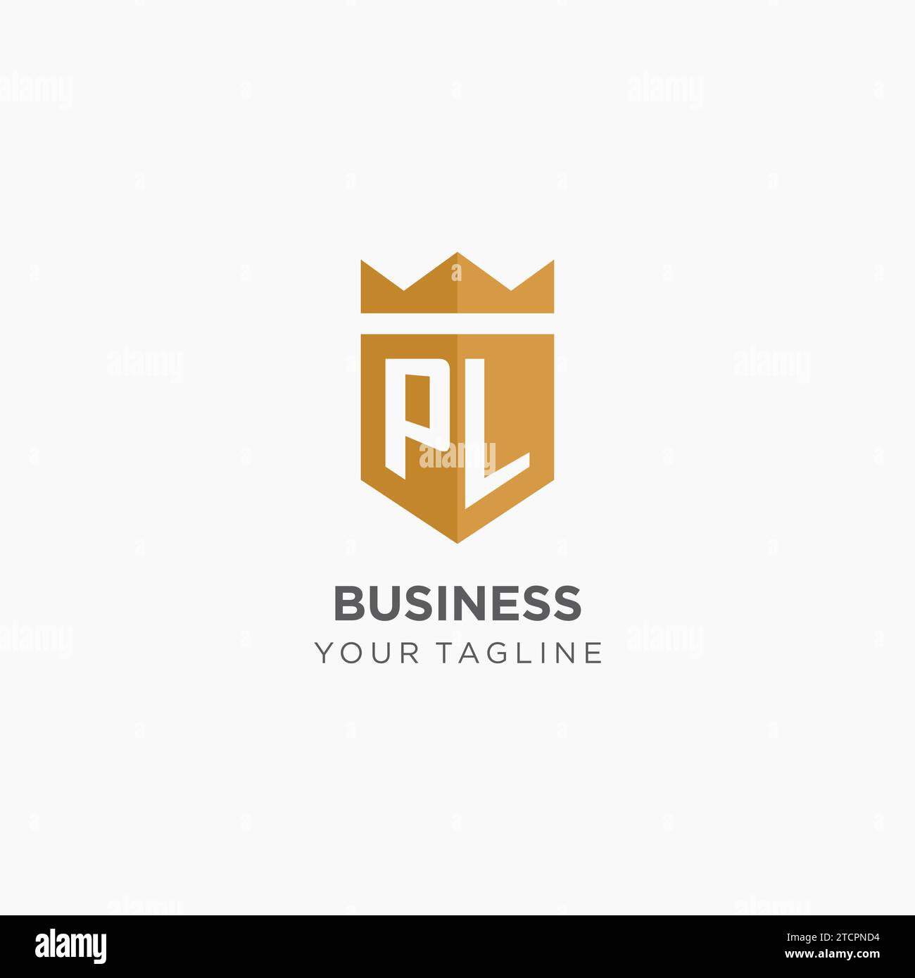 Monogram PL logo with geometric shield and crown, luxury elegant ...