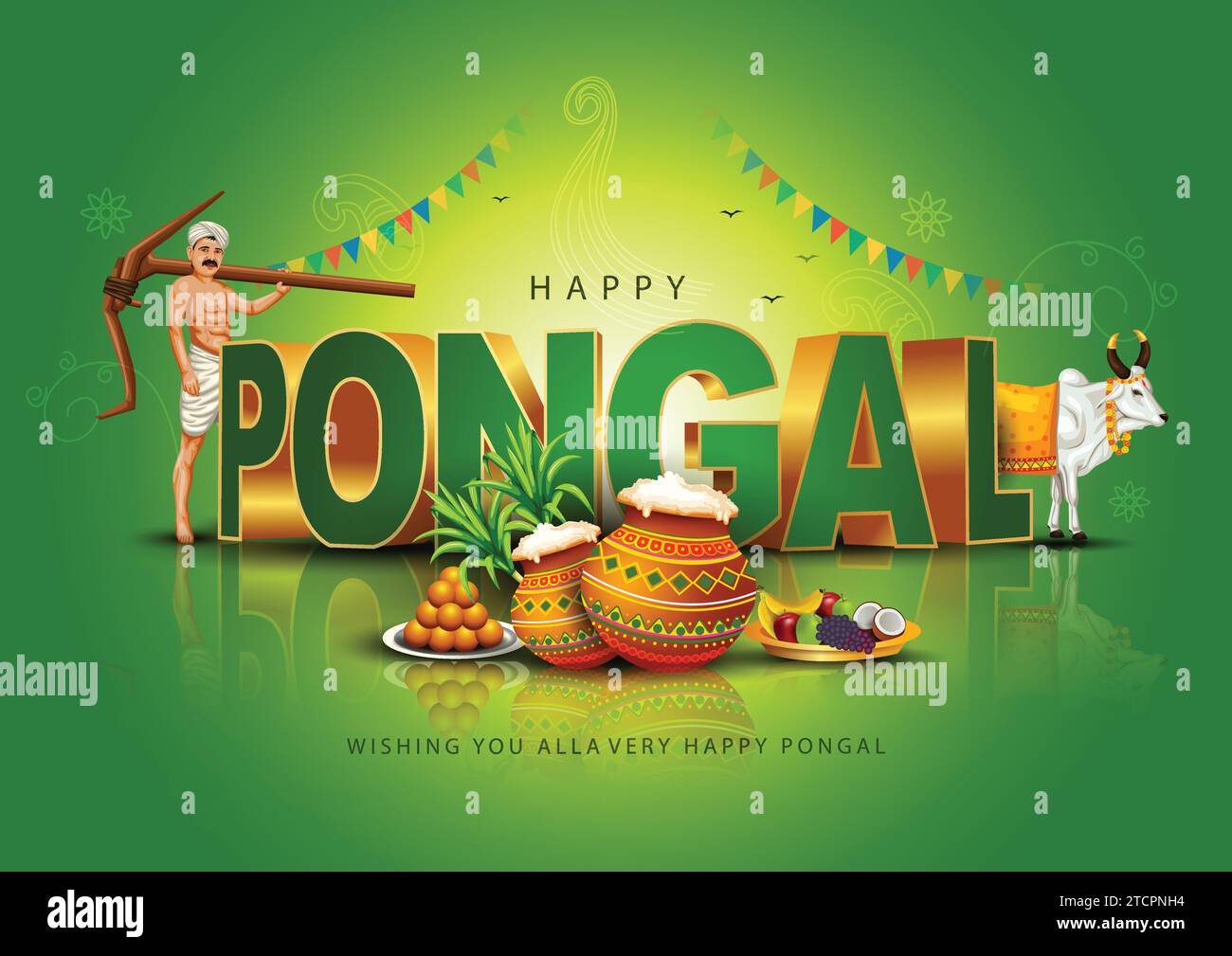 Tamil Nadu festival Happy Pongal with Pongal props, holiday Background ...