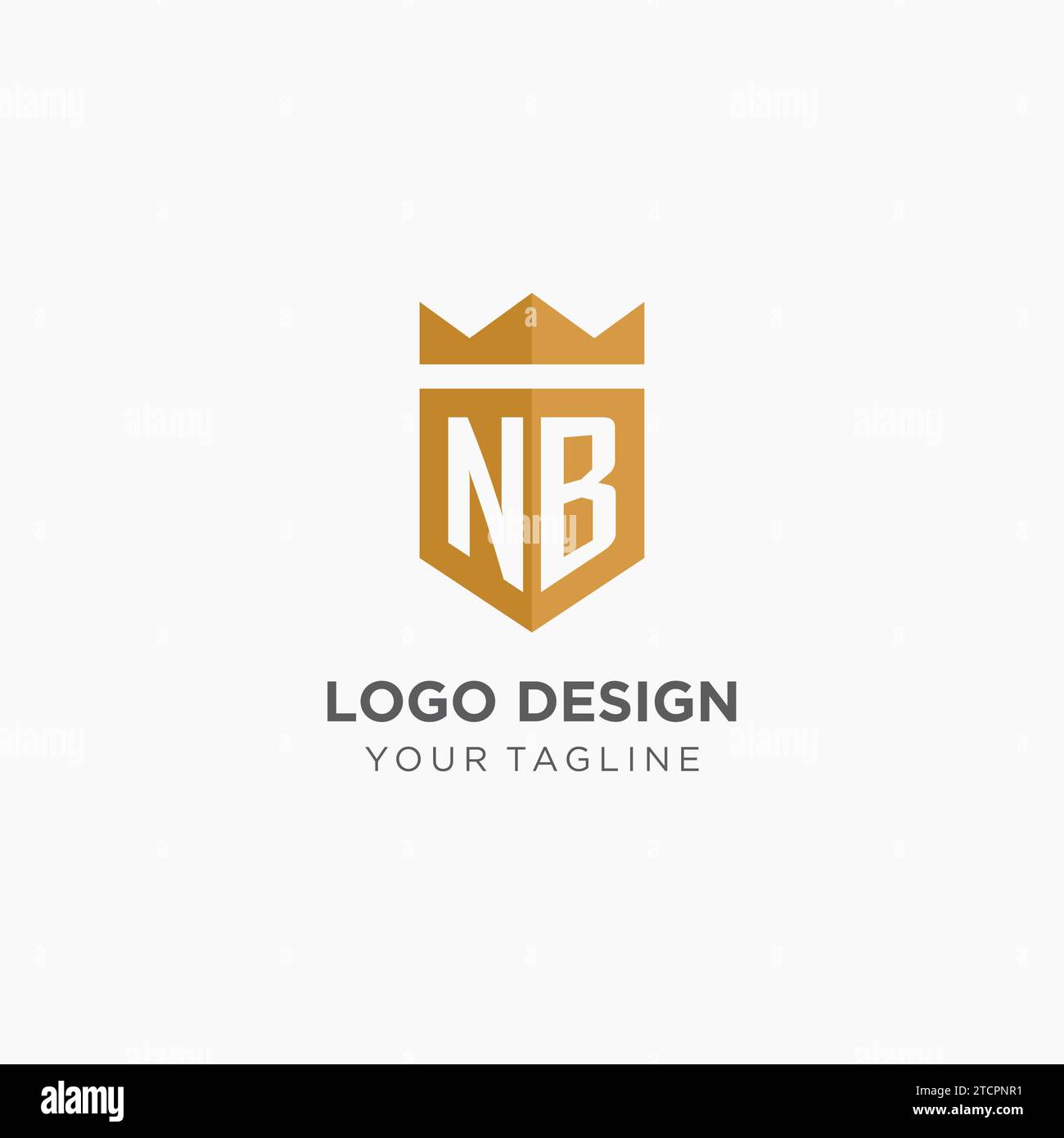 Monogram NB logo with geometric shield and crown, luxury elegant ...