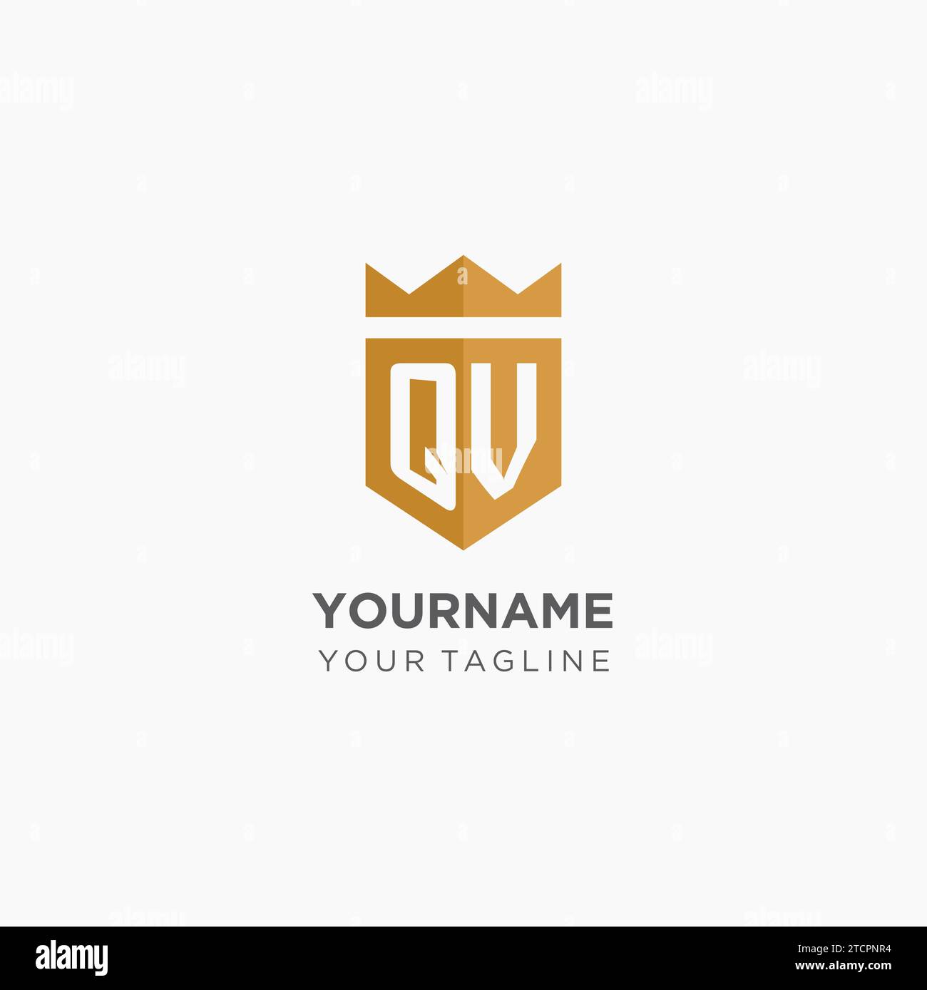 Monogram QV logo with geometric shield and crown, luxury elegant ...