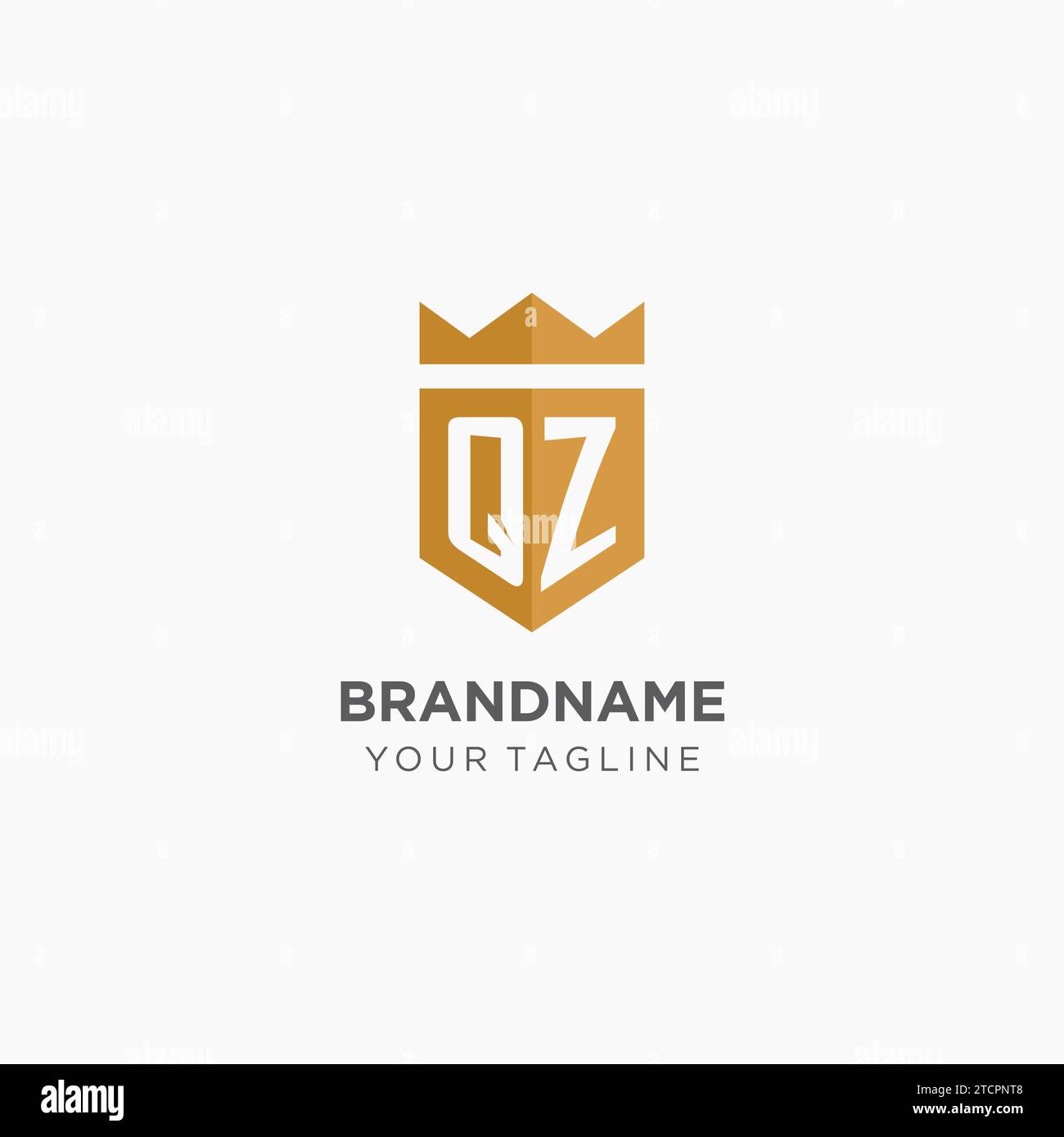 Monogram QZ logo with geometric shield and crown, luxury elegant ...