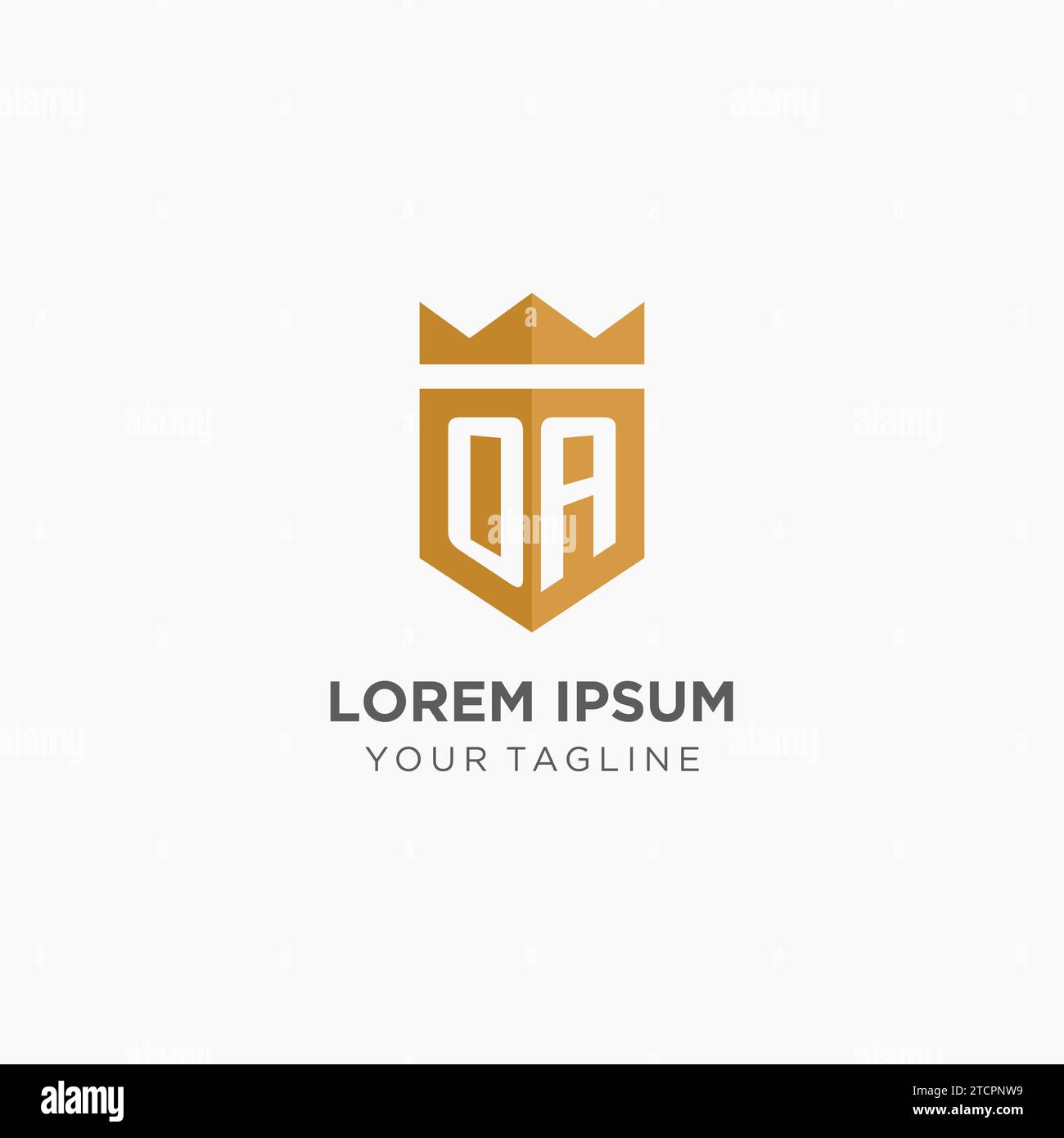 Monogram OA logo with geometric shield and crown, luxury elegant ...