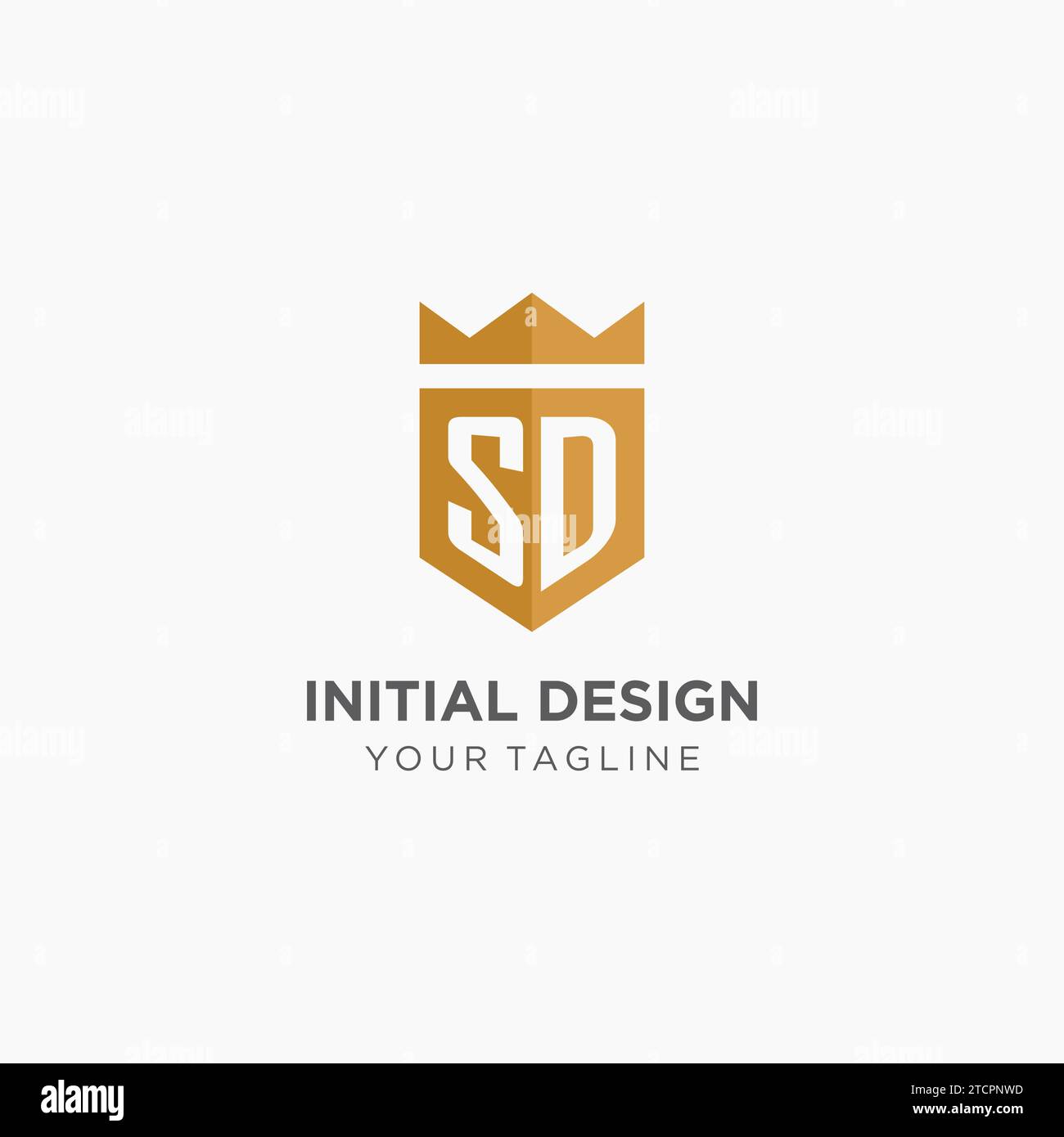 Monogram SD logo with geometric shield and crown, luxury elegant initial logo design vector ...