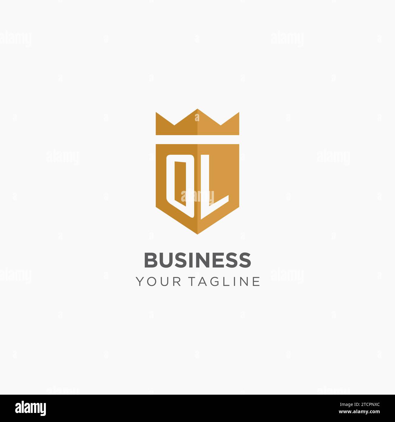 Monogram OL logo with geometric shield and crown, luxury elegant initial logo design vector ...
