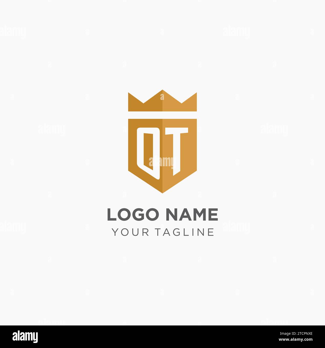 Monogram OT logo with geometric shield and crown, luxury elegant ...