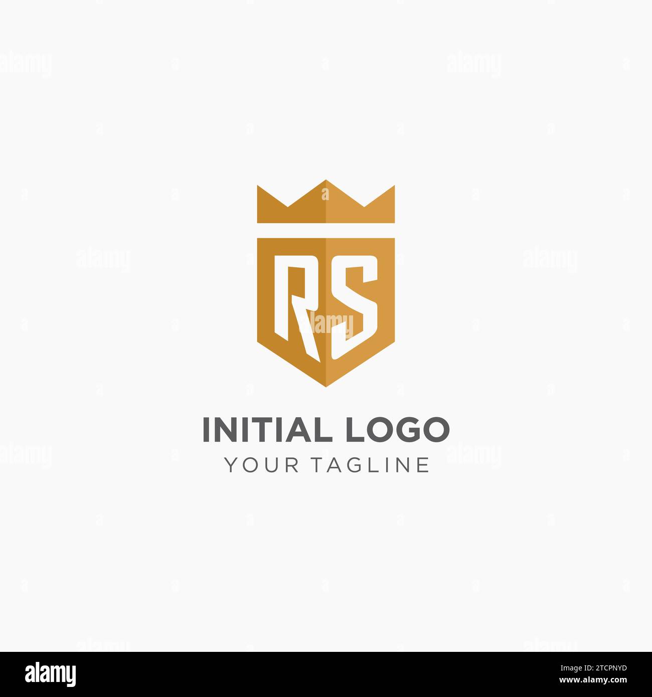 Monogram RS logo with geometric shield and crown, luxury elegant ...