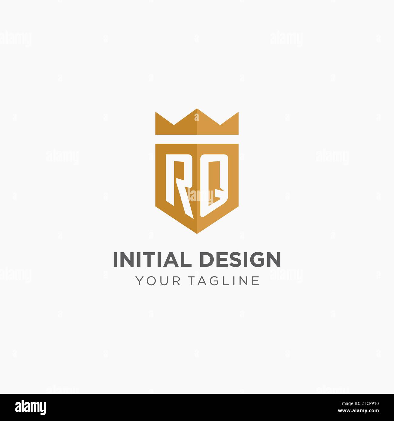 Monogram RQ logo with geometric shield and crown, luxury elegant initial logo design vector ...