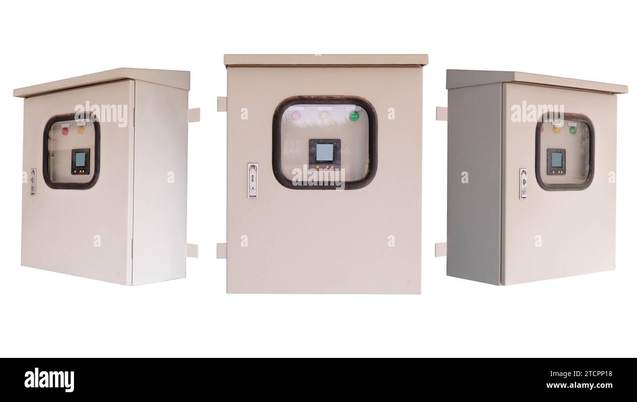 Industrial electrical switch panel isolated over white background Stock ...