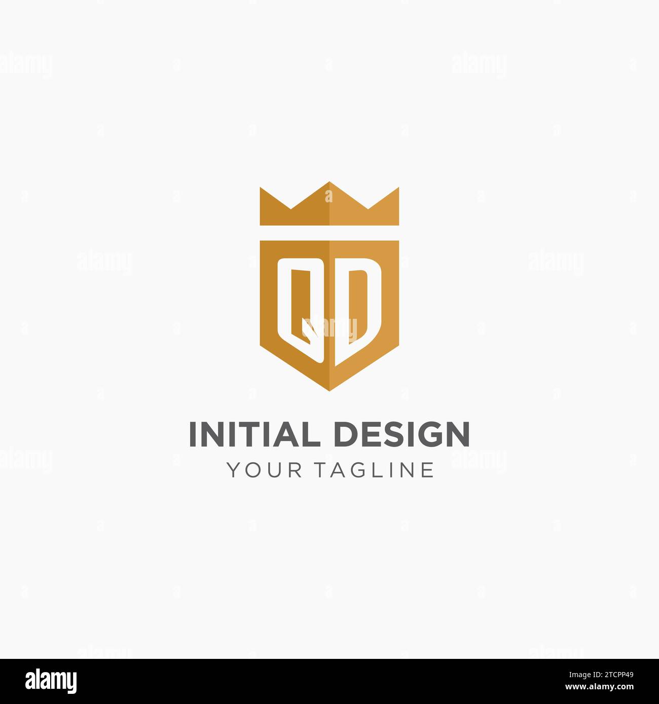 Monogram QD logo with geometric shield and crown, luxury elegant initial logo design vector ...