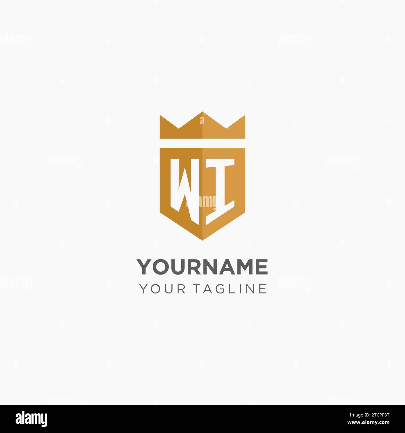 Monogram WI logo with geometric shield and crown, luxury elegant ...