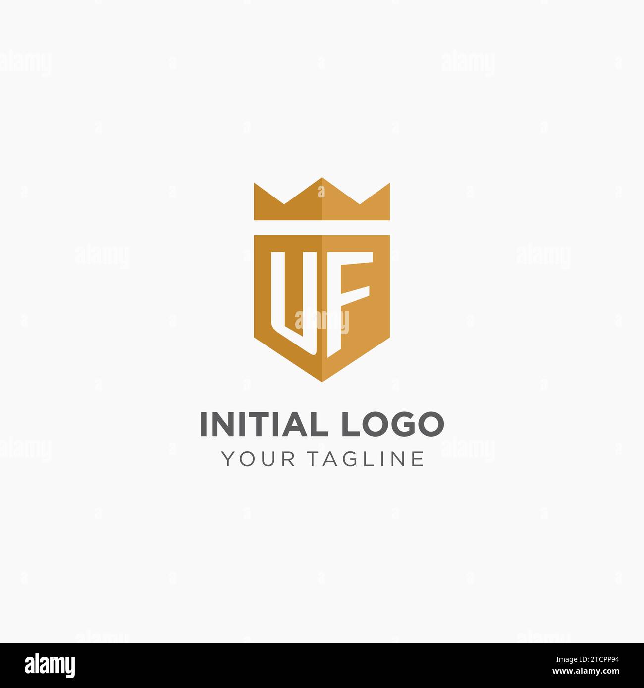 Monogram UF logo with geometric shield and crown, luxury elegant ...