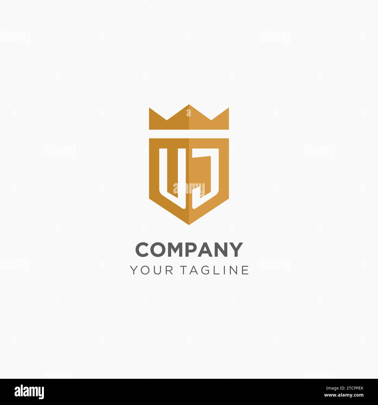 Monogram Uj Logo With Geometric Shield And Crown Luxury Elegant Initial Logo Design Vector