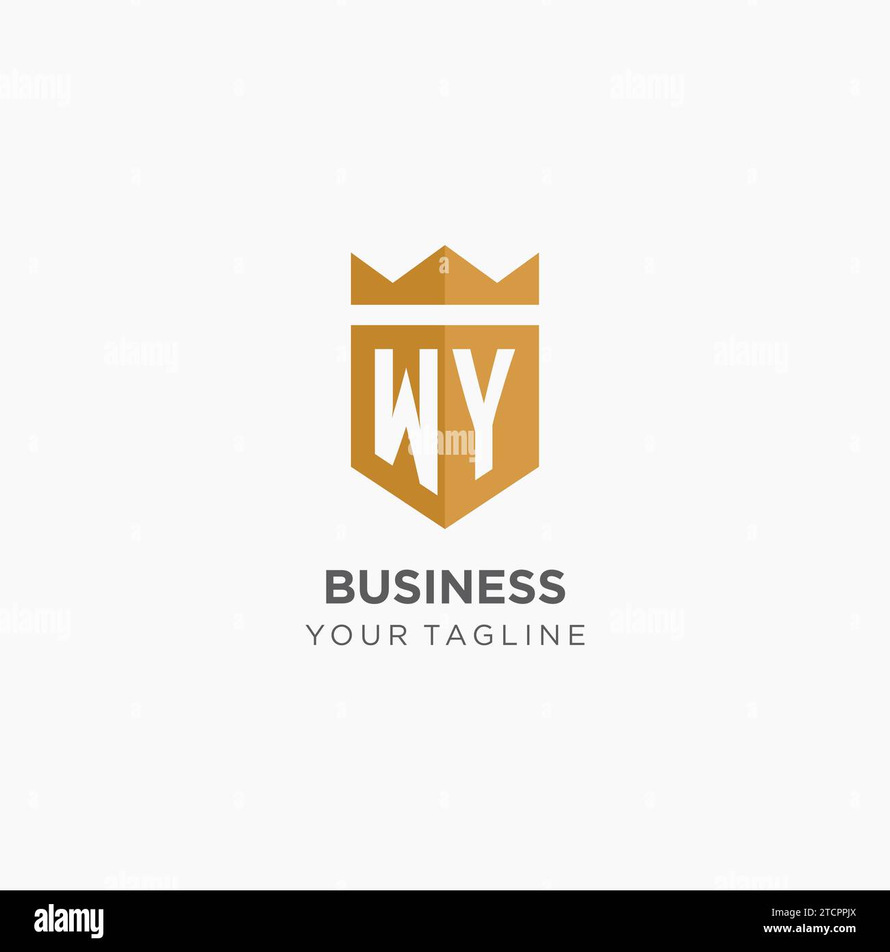 Monogram WY logo with geometric shield and crown, luxury elegant ...