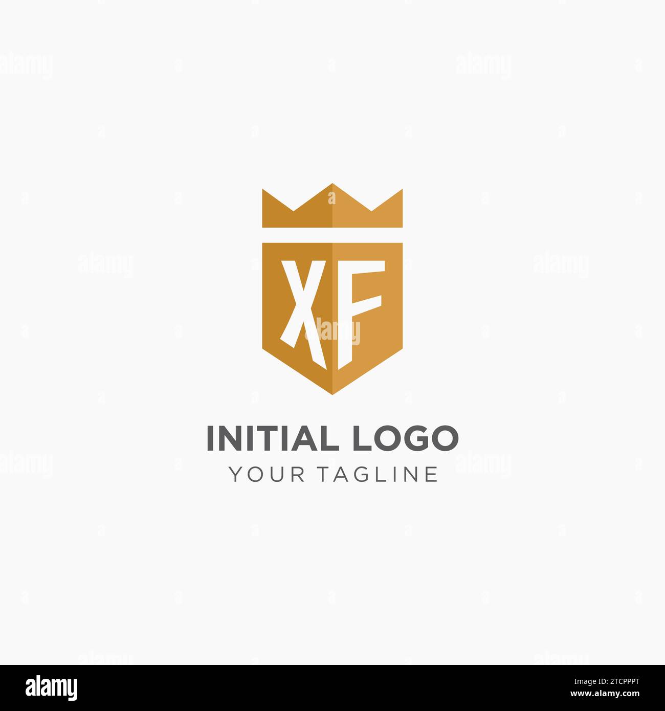 Monogram XF logo with geometric shield and crown, luxury elegant ...