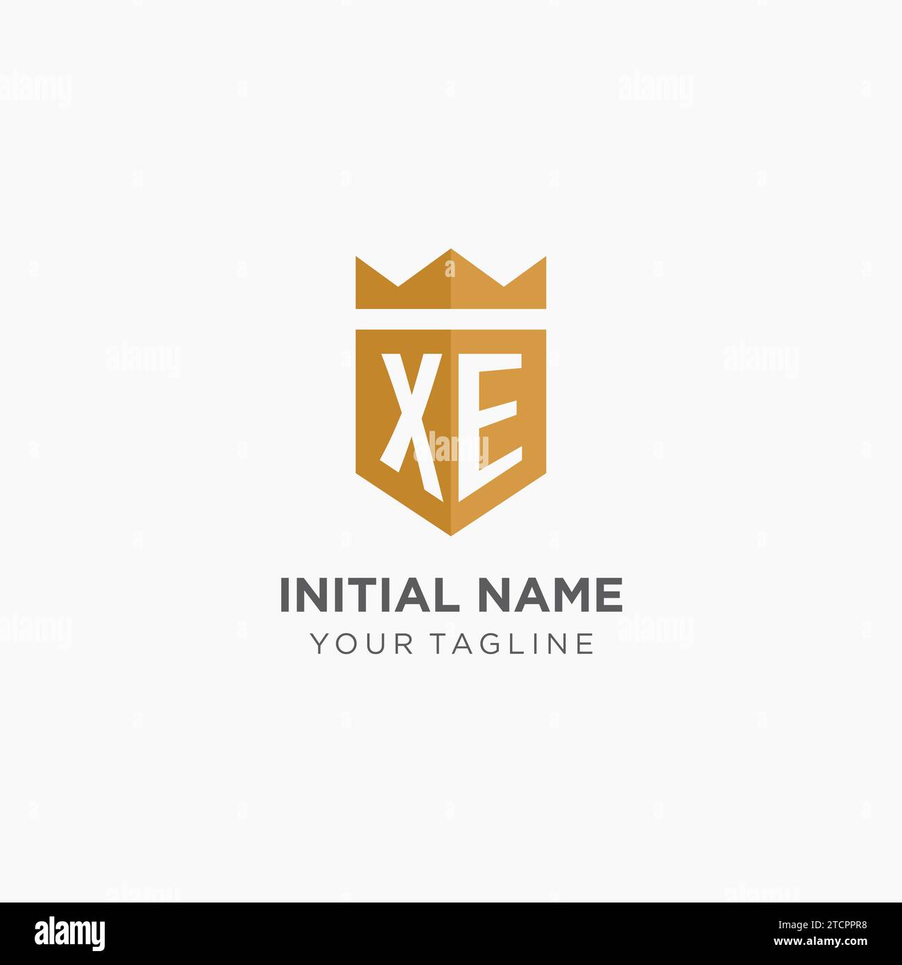 Monogram XE logo with geometric shield and crown, luxury elegant ...
