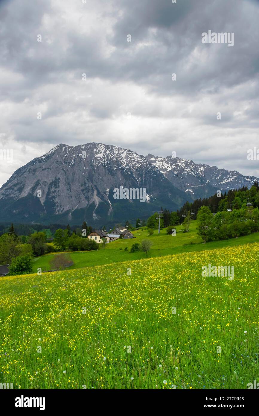 Summer austrian landscape with Grimming mountain (2.351 m), an isolated ...