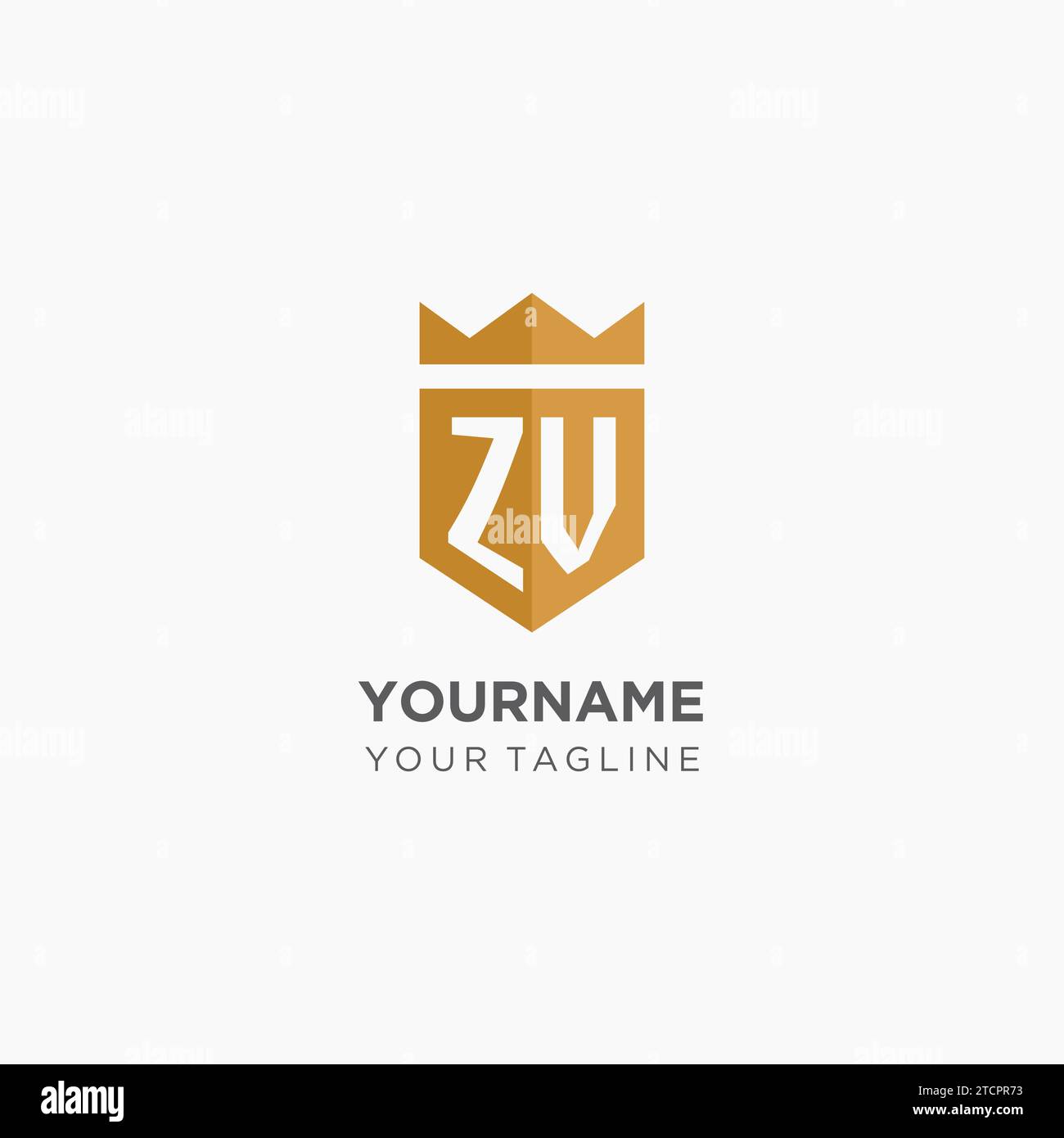 Monogram ZV logo with geometric shield and crown, luxury elegant ...