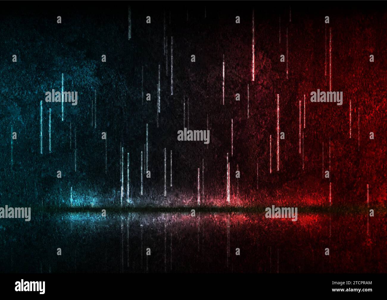 Abstract neon laser rain on dark red blue grunge background. Futuristic ...