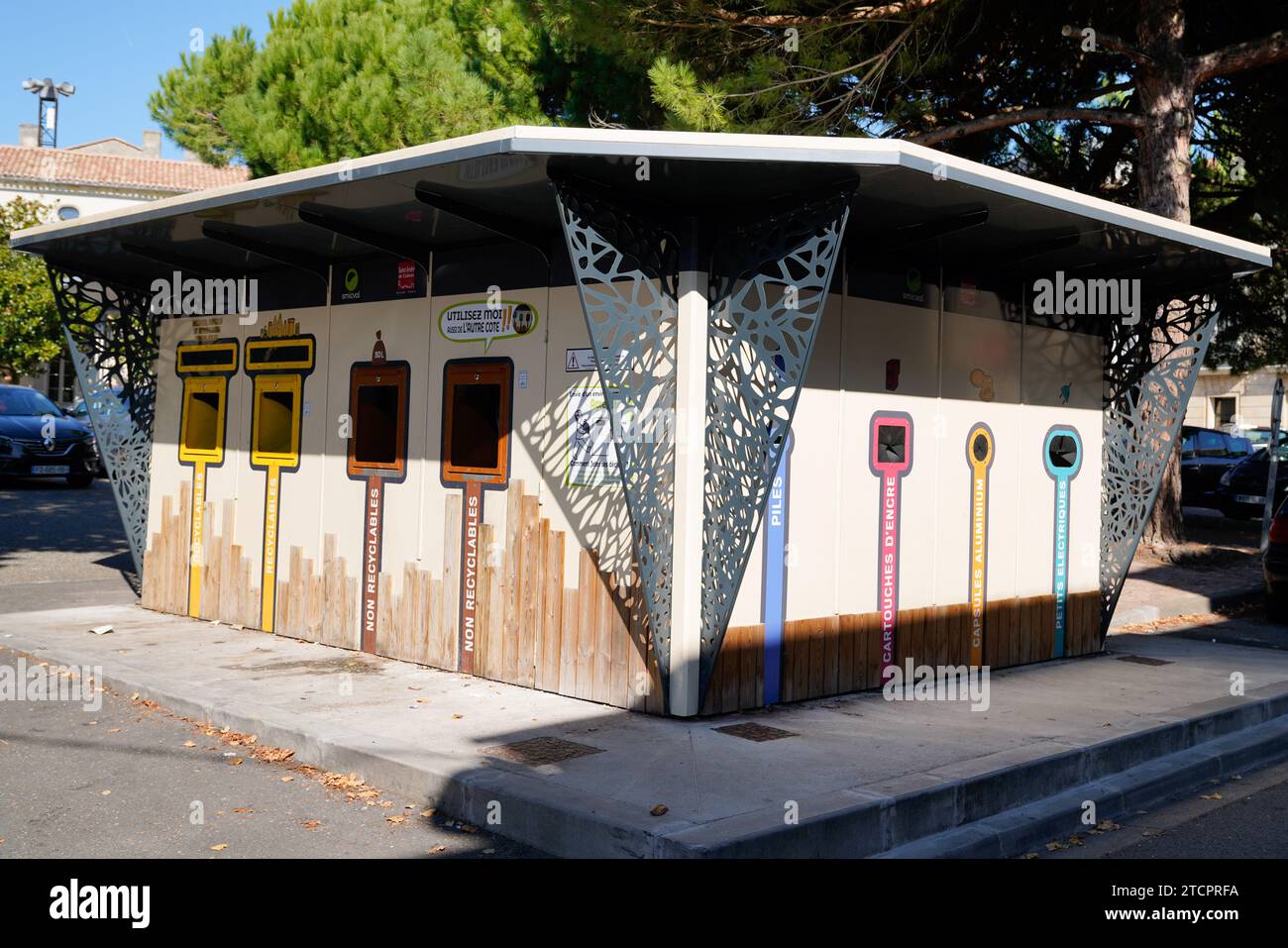 Saint-André-de-Cubzac , France - 12 12 2023 : selective bins city Waste ...