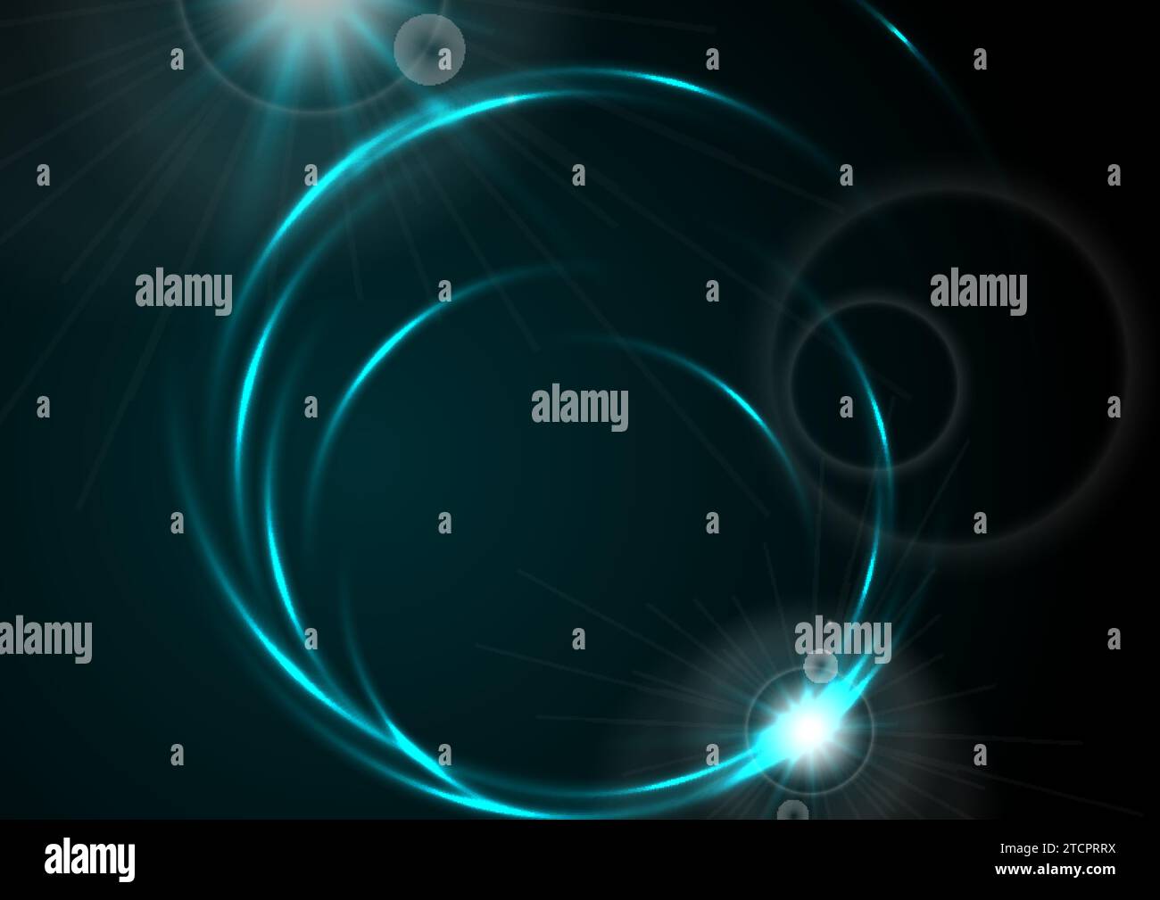 Cyan blue neon glowing shiny circles abstract background. Vector ...