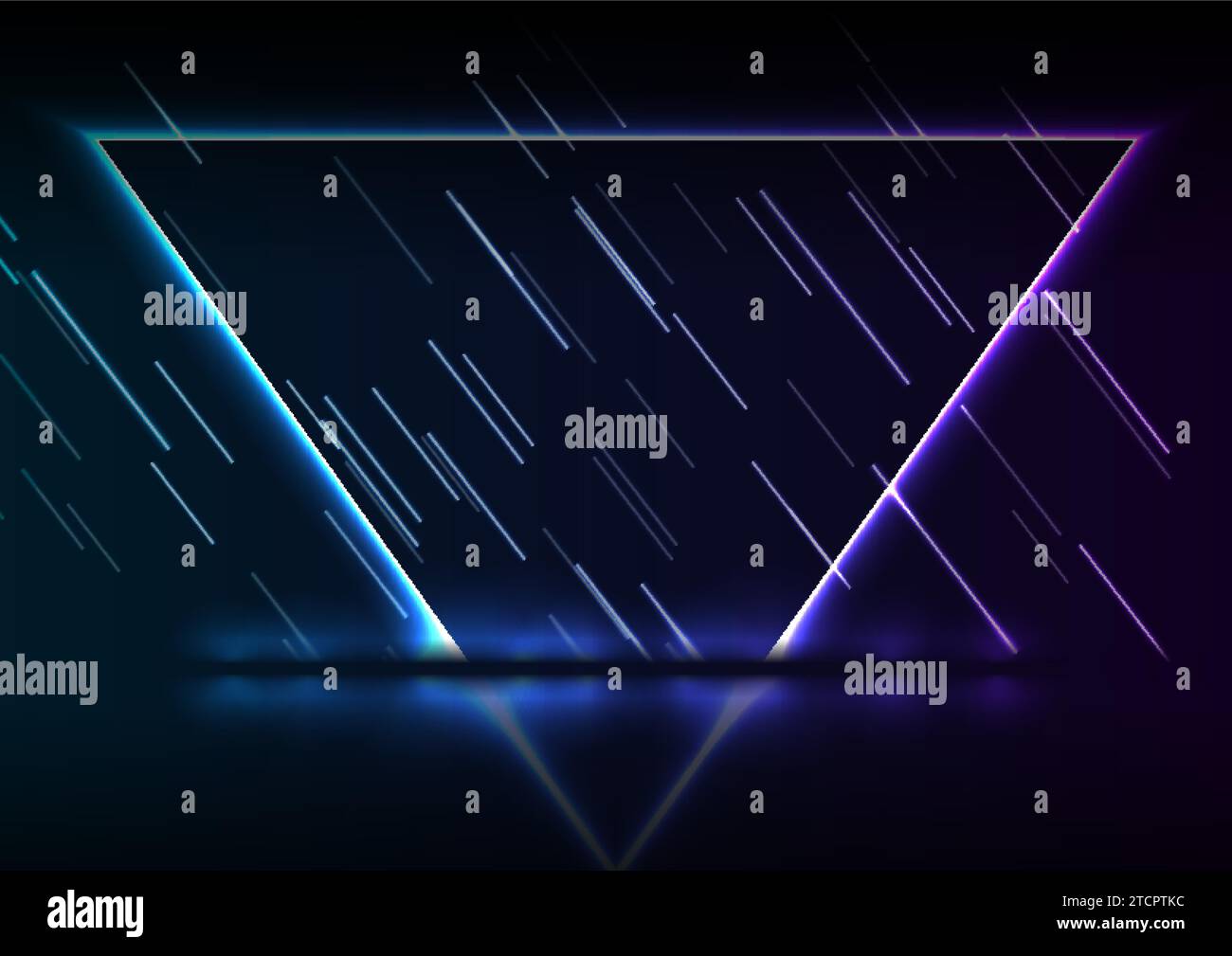 Blue purple neon laser triangle frame abstract technology retro ...