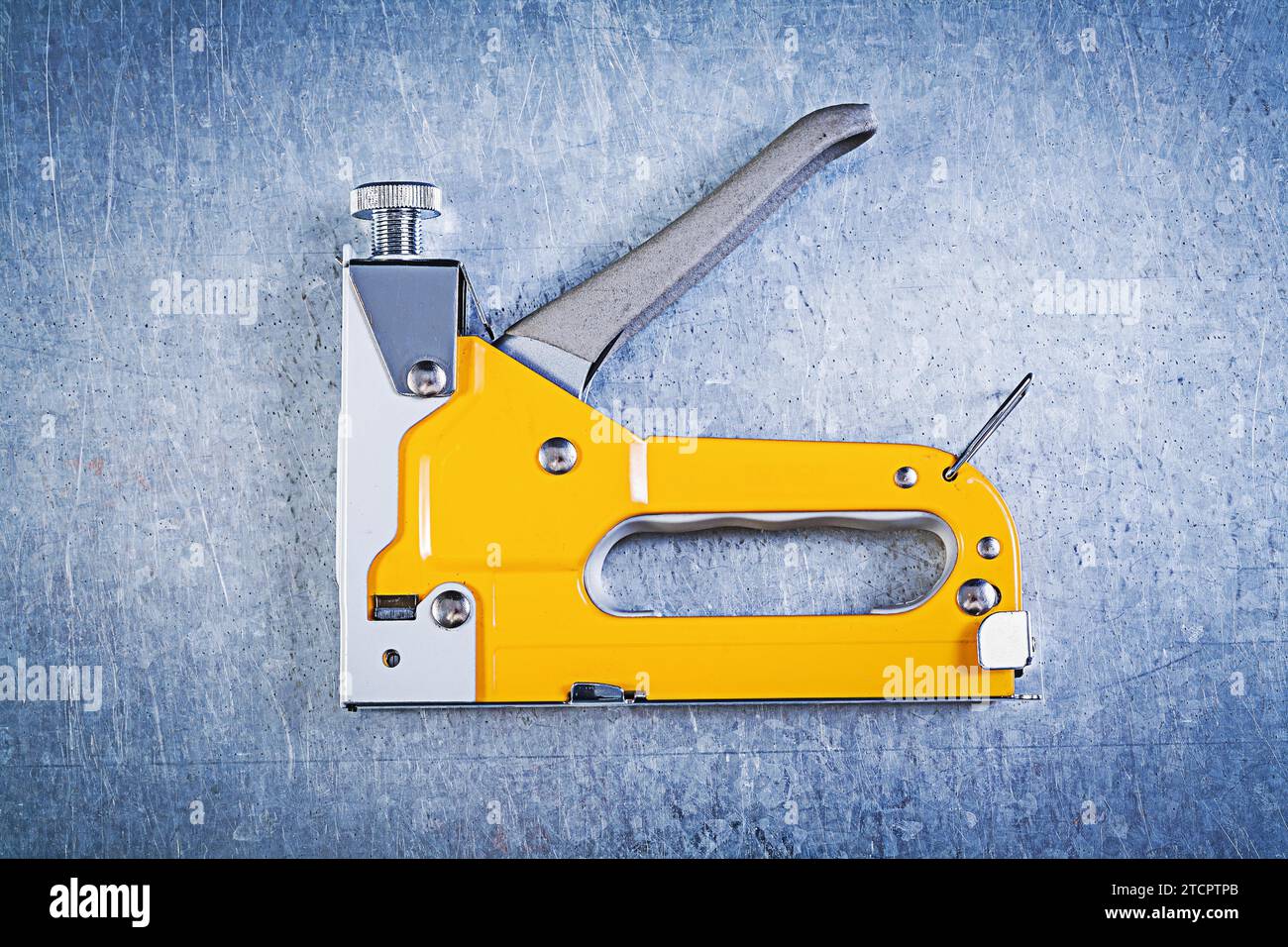 Construction stacker on metallic background top view Stock Photo - Alamy