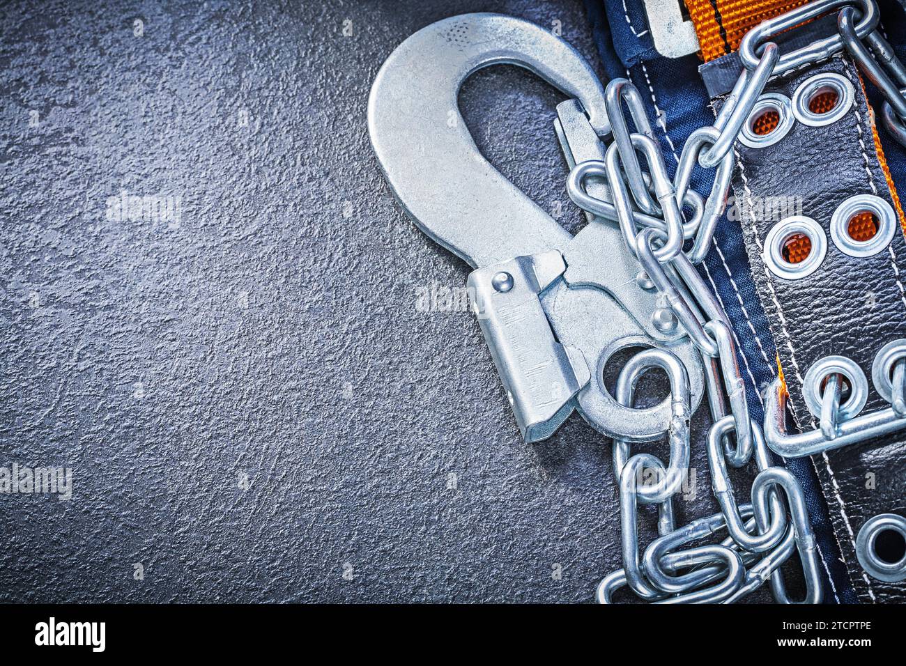 Construction safety belt on black background Maintenance concept Stock ...