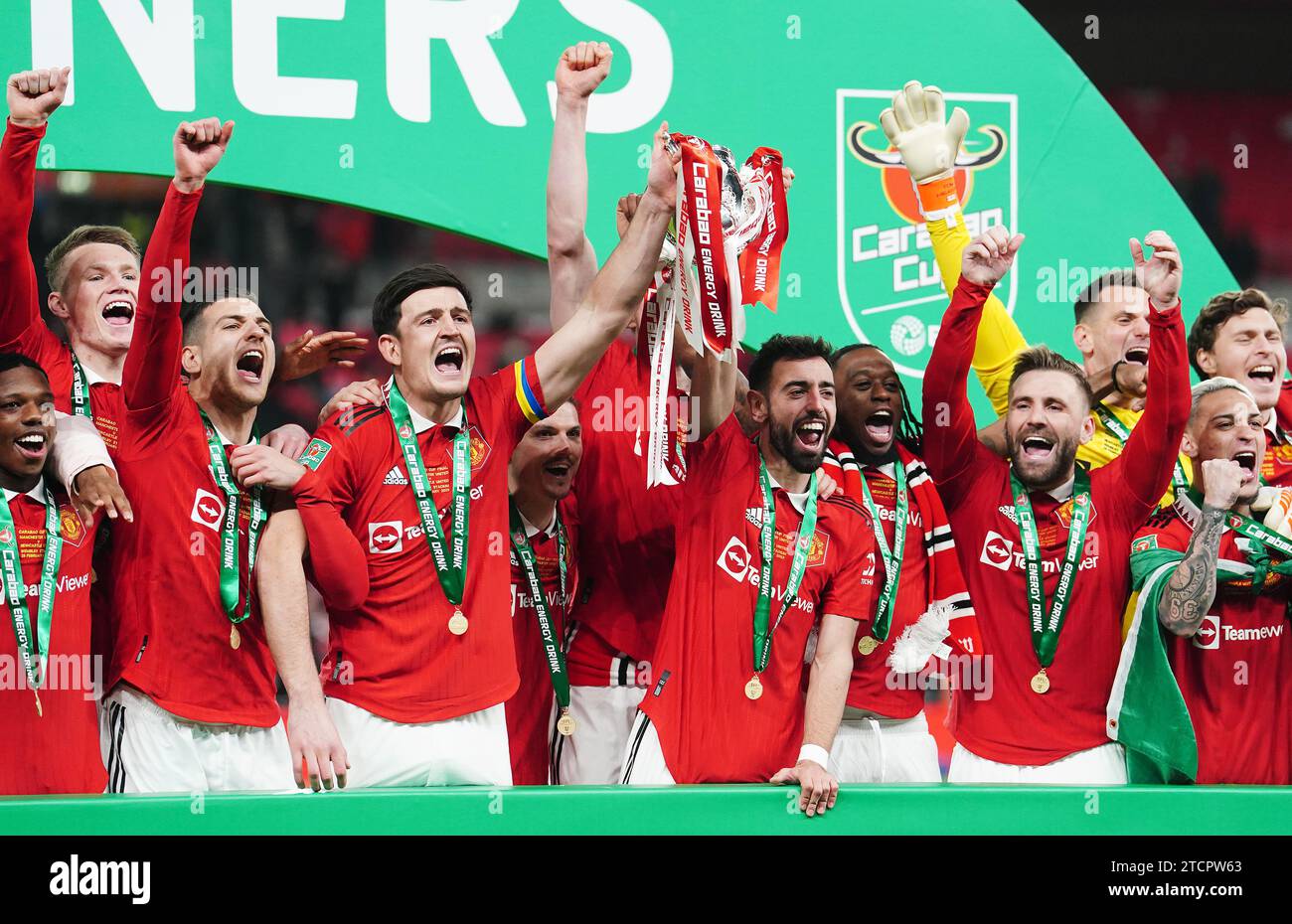 File photo dated 26-02-2023 of Manchester United players celebrate ...