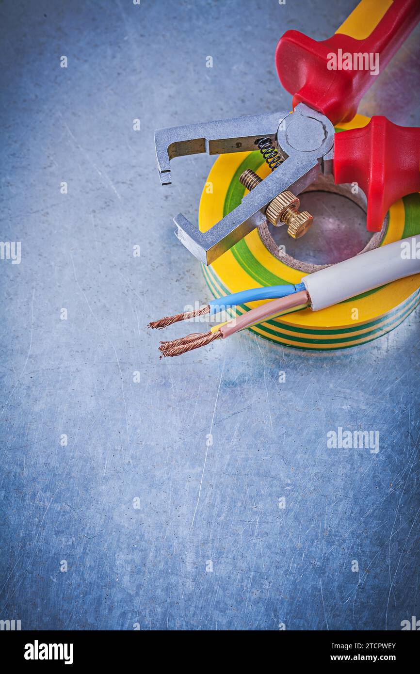 Insulated wire stripper Insulating tape Electrical wires on metallic ...