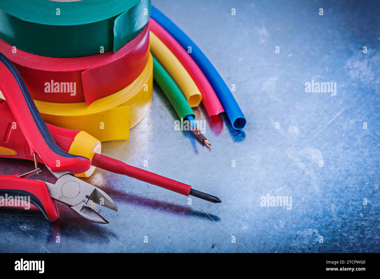 Insulating tapes Pliers Electrical wires Insulated screwdriver ...