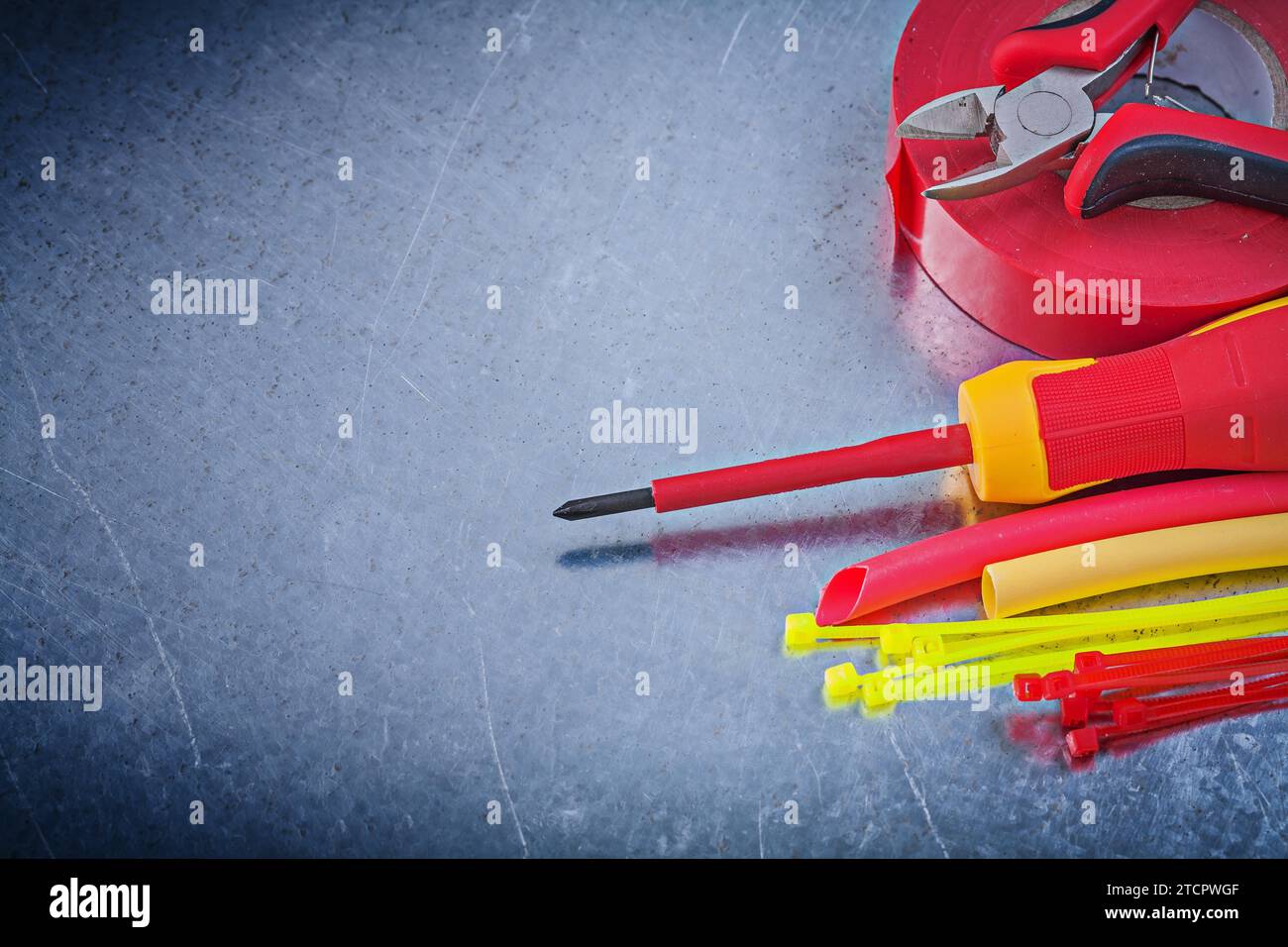 Insulating tape Electrical wires Cable ties Screwdriver Construction ...