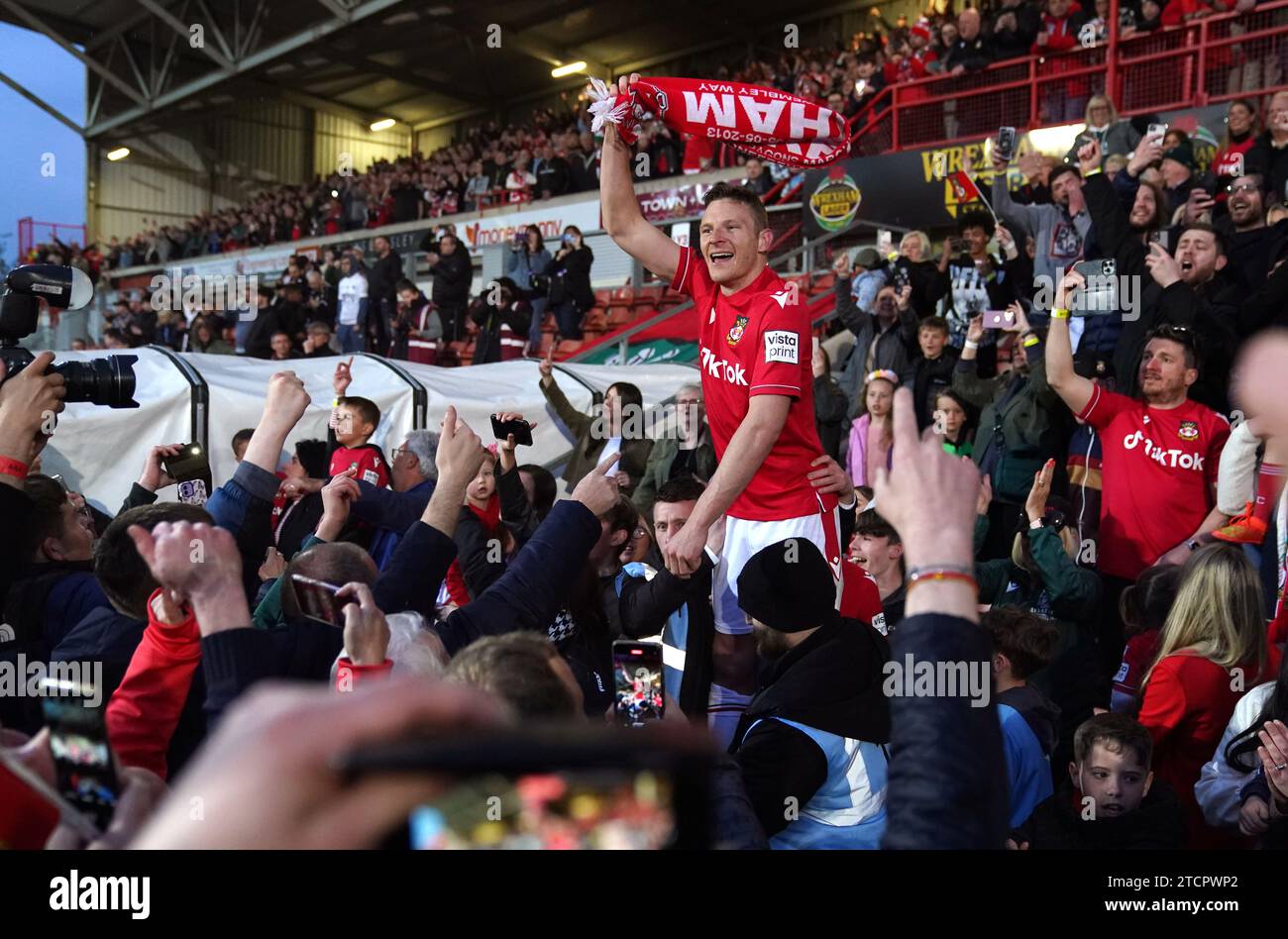 File photo dated 22-04-2023 of Paul Mullin celebrating promotion to the ...