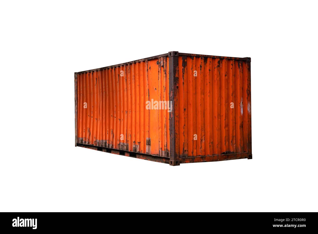 Red cargo container isolated over white background Stock Photo - Alamy