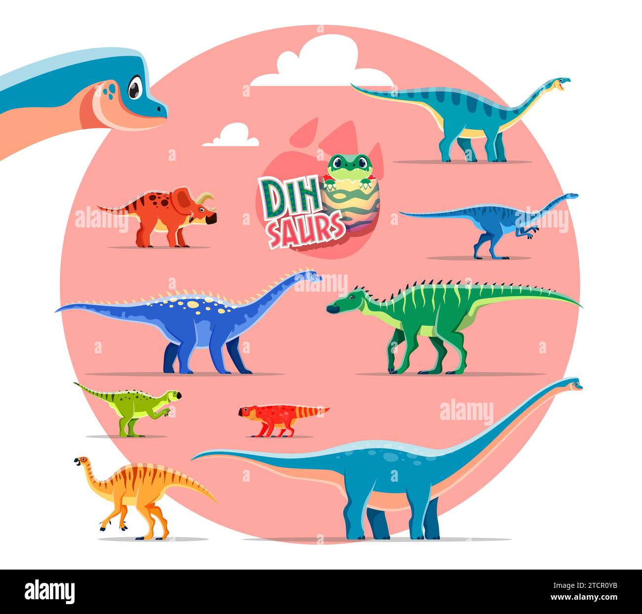 Cartoon dinosaur, ancient reptiles characters. Extinct animal, vector ...