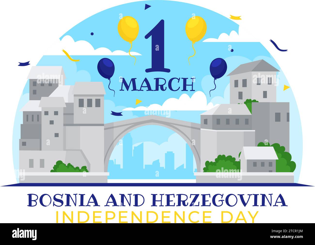 Bosnia and Herzegovina Independence Day Vector Illustration on 1st of ...