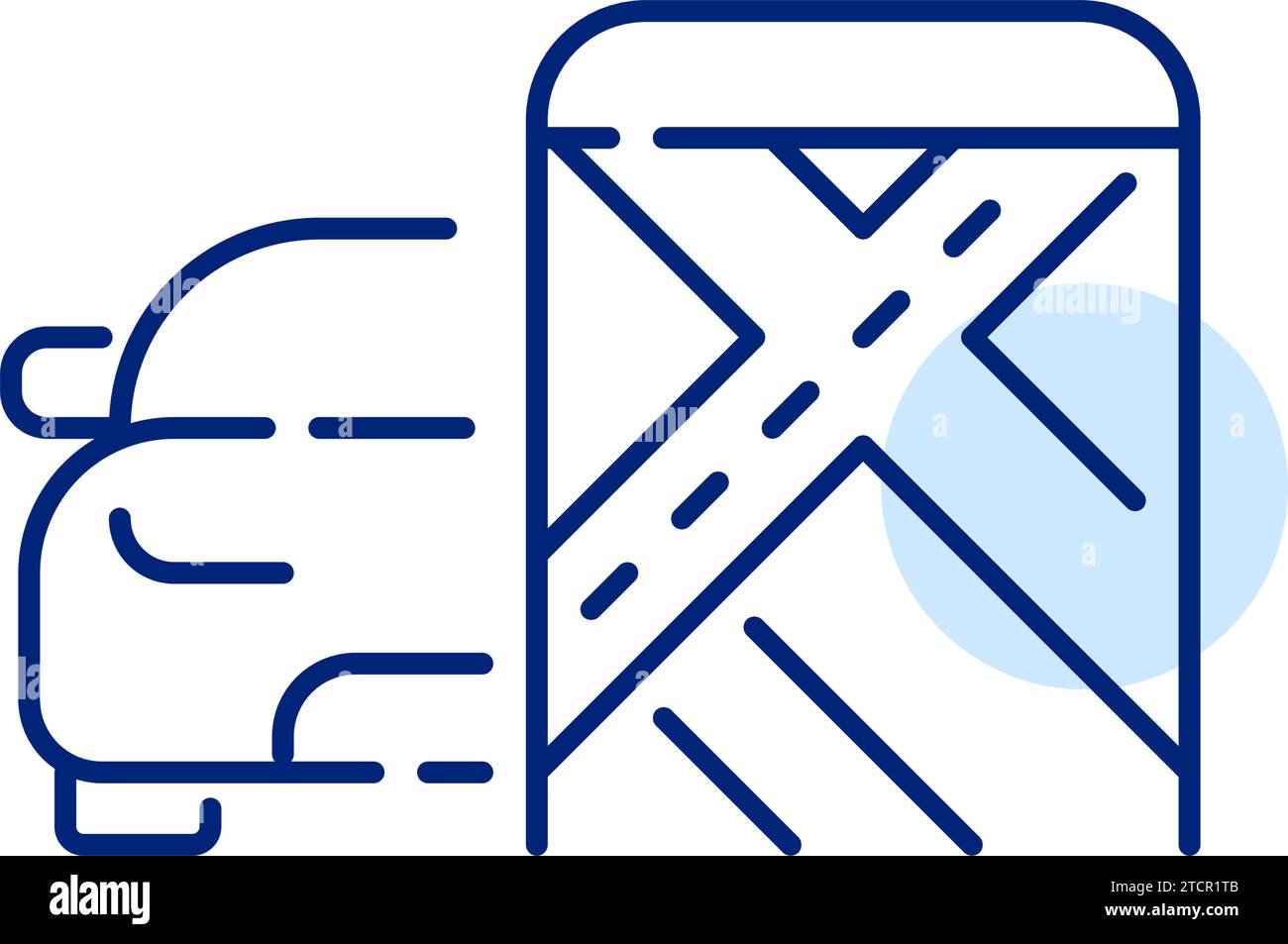 Navigation app for smartphone. Car symbol and driving map directions ...