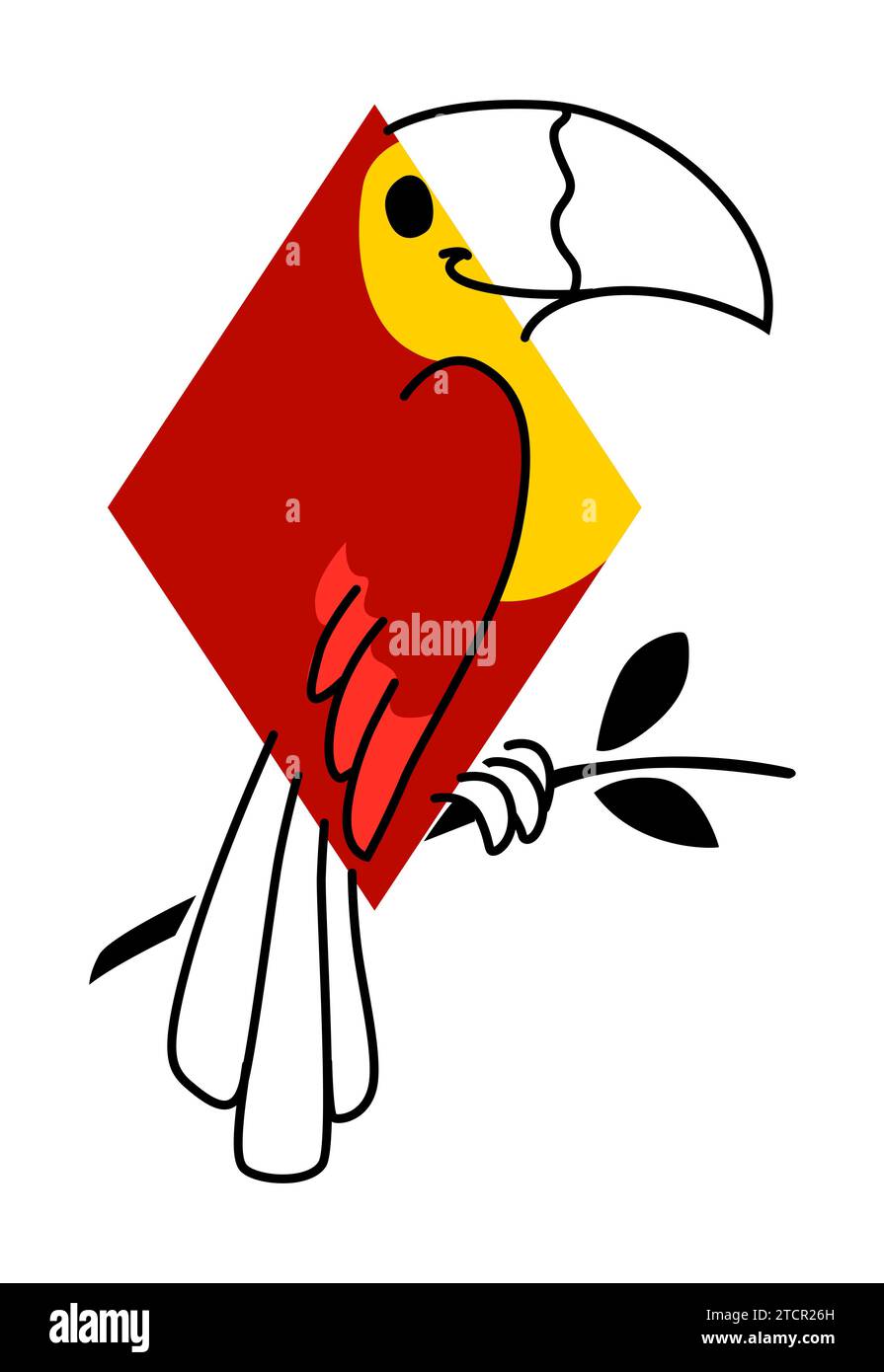 Cartoon toucan bird character in math shape rhombus, animal geometry ...