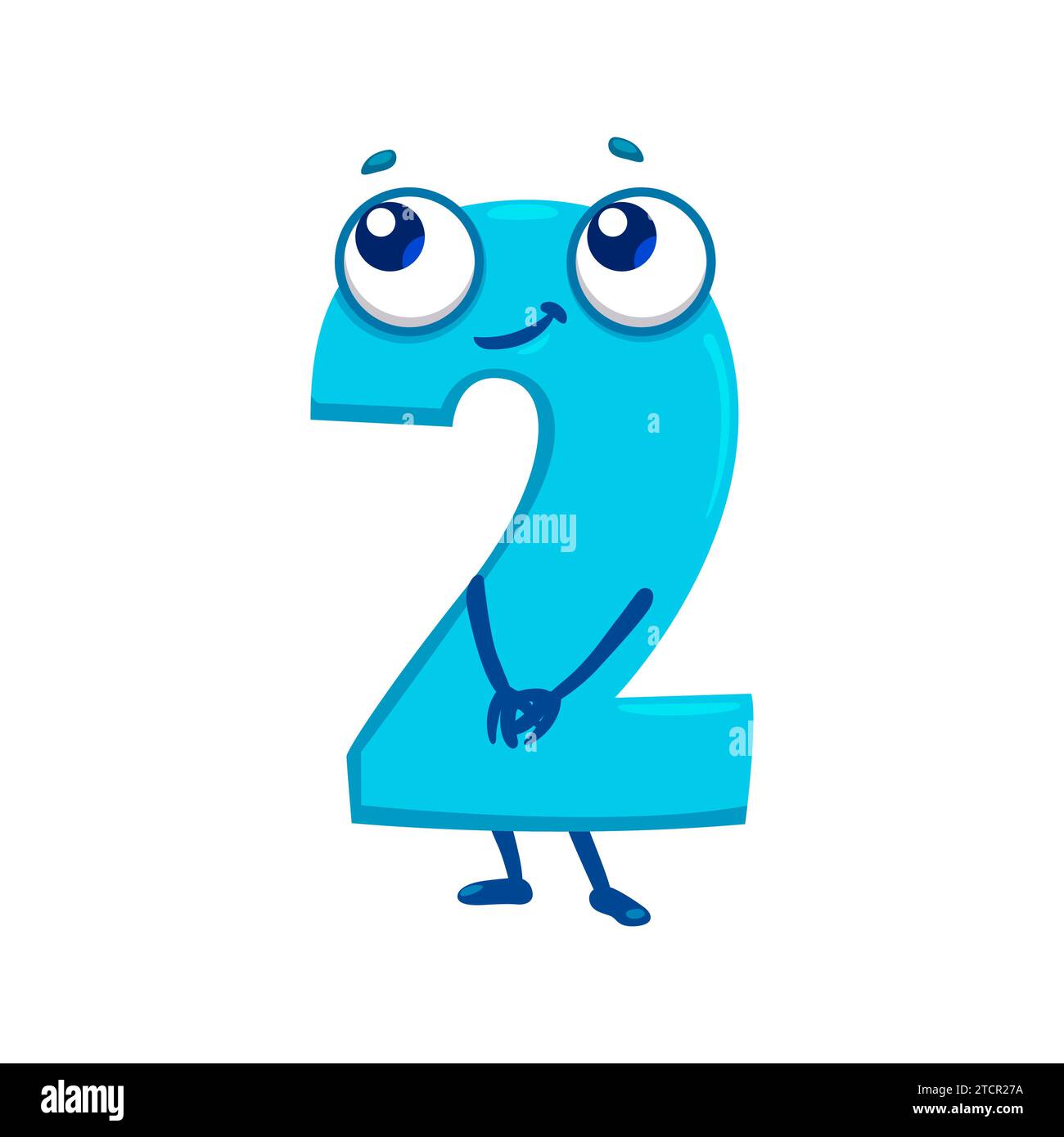 Cartoon funny math number two character. Arithmetic number, school math ...
